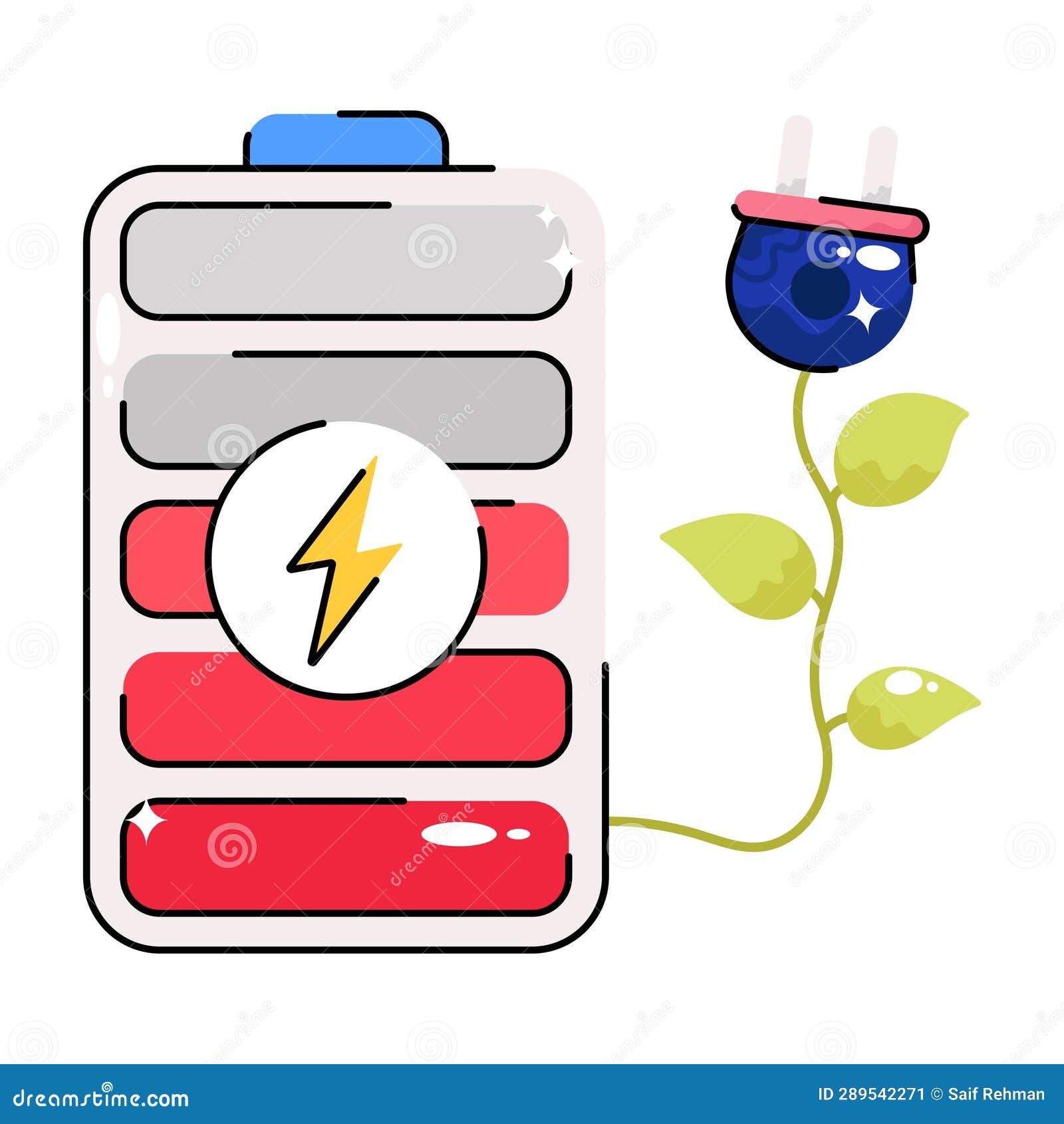 Eco Battery Doodle Vector Colorful Sticker. EPS 10 File Stock Vector ...