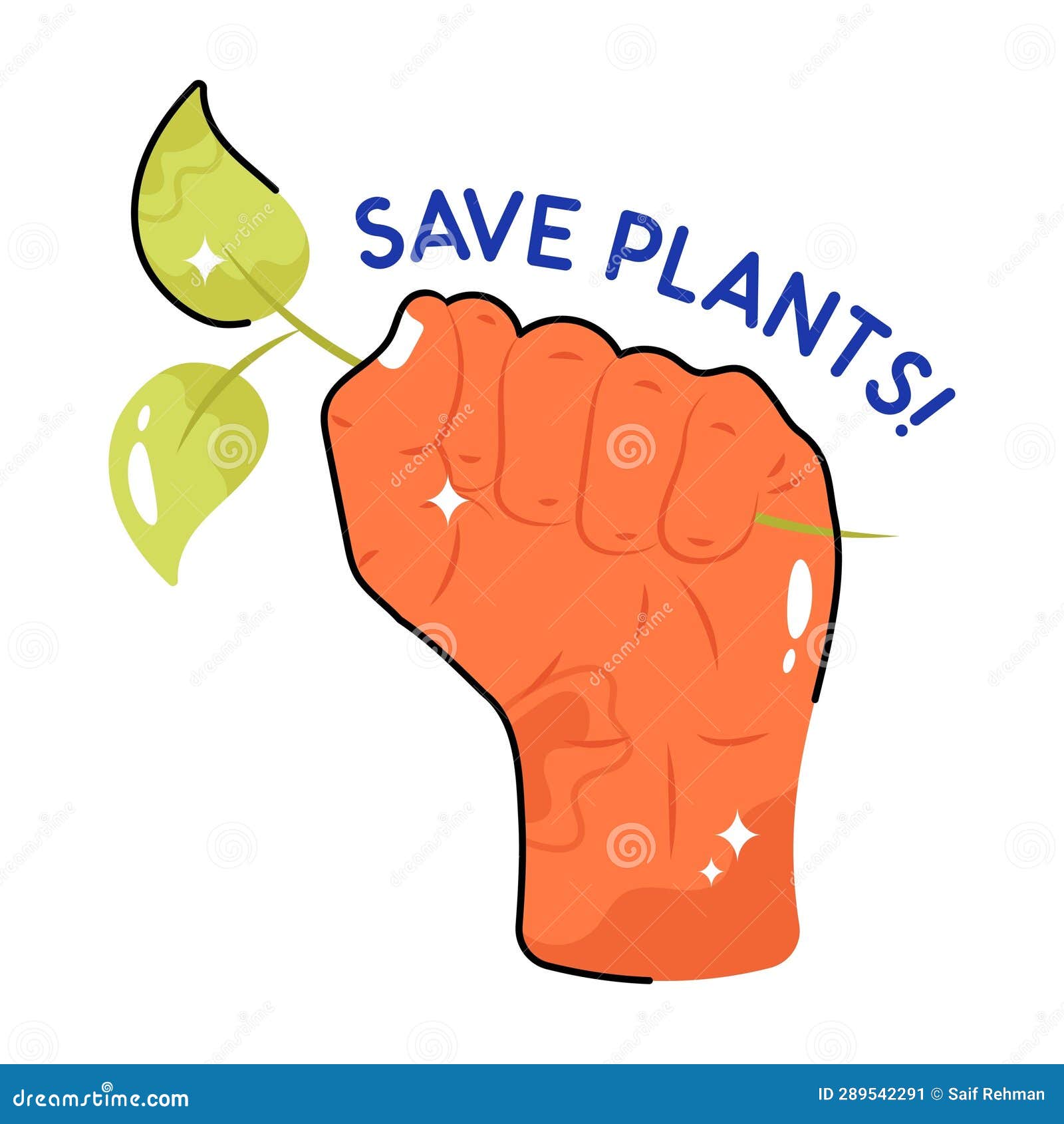Save Plants Doodle Vector Colorful Sticker. EPS 10 File Stock ...
