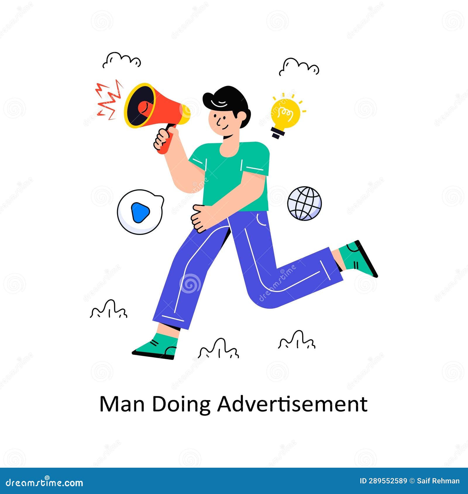 Man Doing Advertisement Flat Style Design Vector Illustration. Stock ...