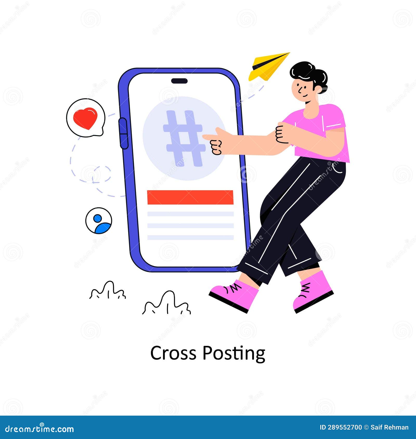 Cross Posting Flat Style Design Vector Illustration. Stock Illustration ...