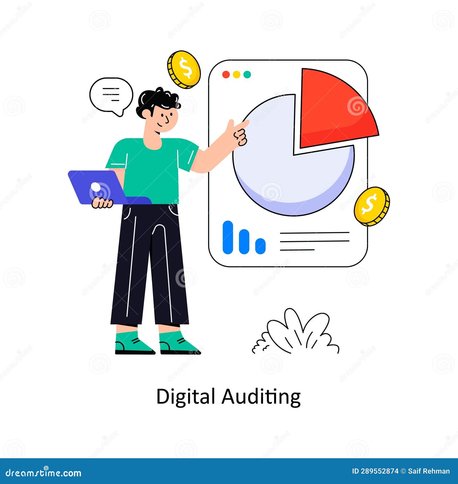 Digital Auditing Flat Style Design Vector Illustration. Stock ...