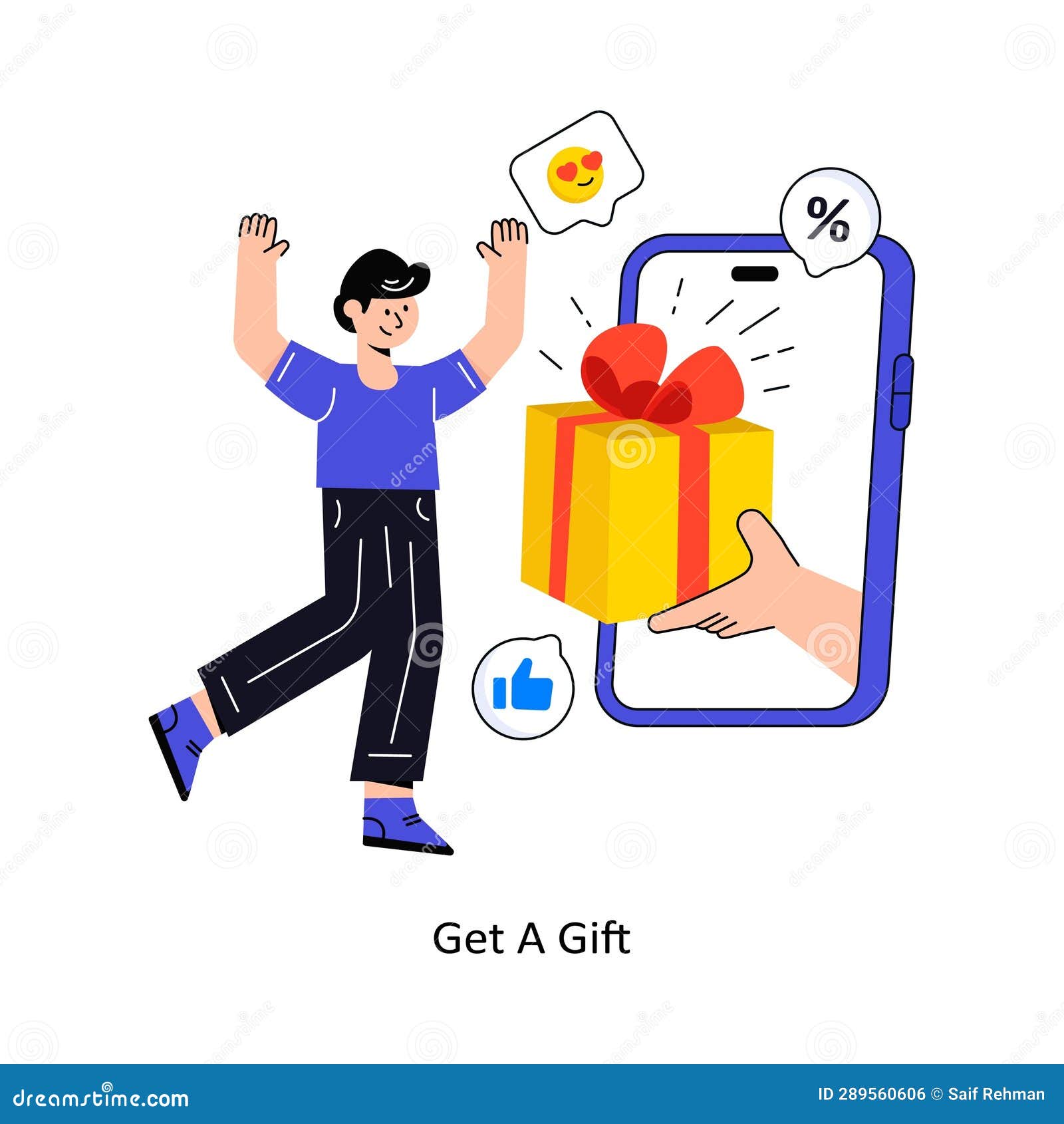 Get a Gift Flat Style Design Vector Illustration. Stock Illustration ...