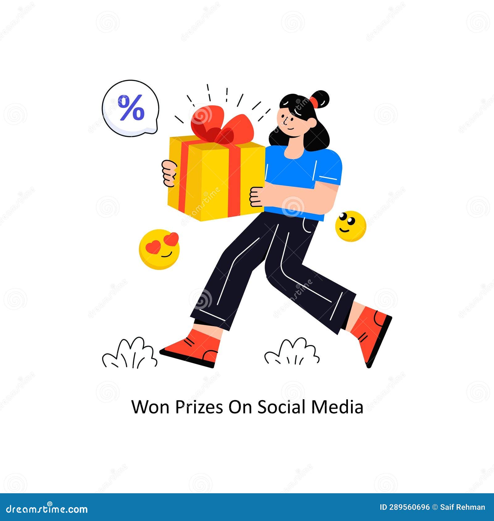 Won Prizes on Social Media Flat Style Design Vector Illustration. Stock ...