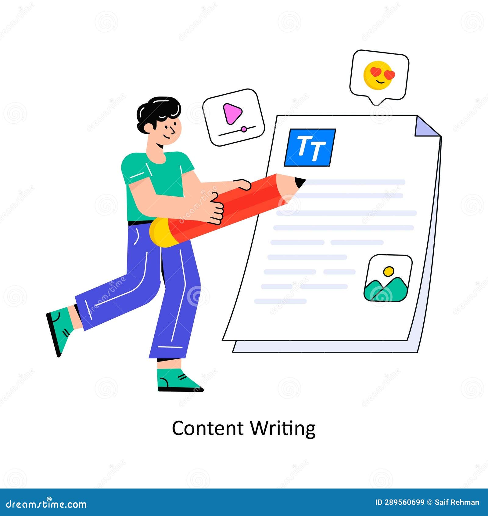 Content Writing Flat Style Design Vector Illustration. Stock ...