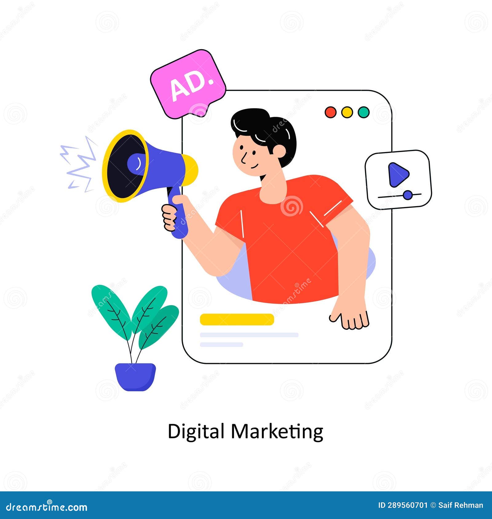 Digital Marketing Flat Style Design Vector Illustration. Stock ...