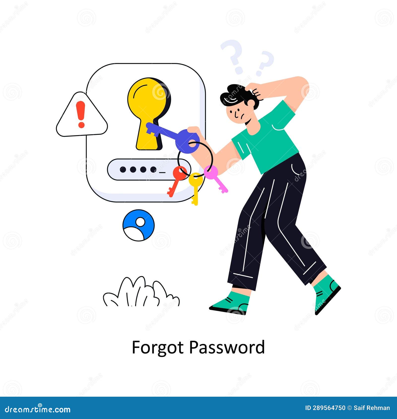 Forgot Password Connection Flat Style Design Vector Illustration. Stock ...