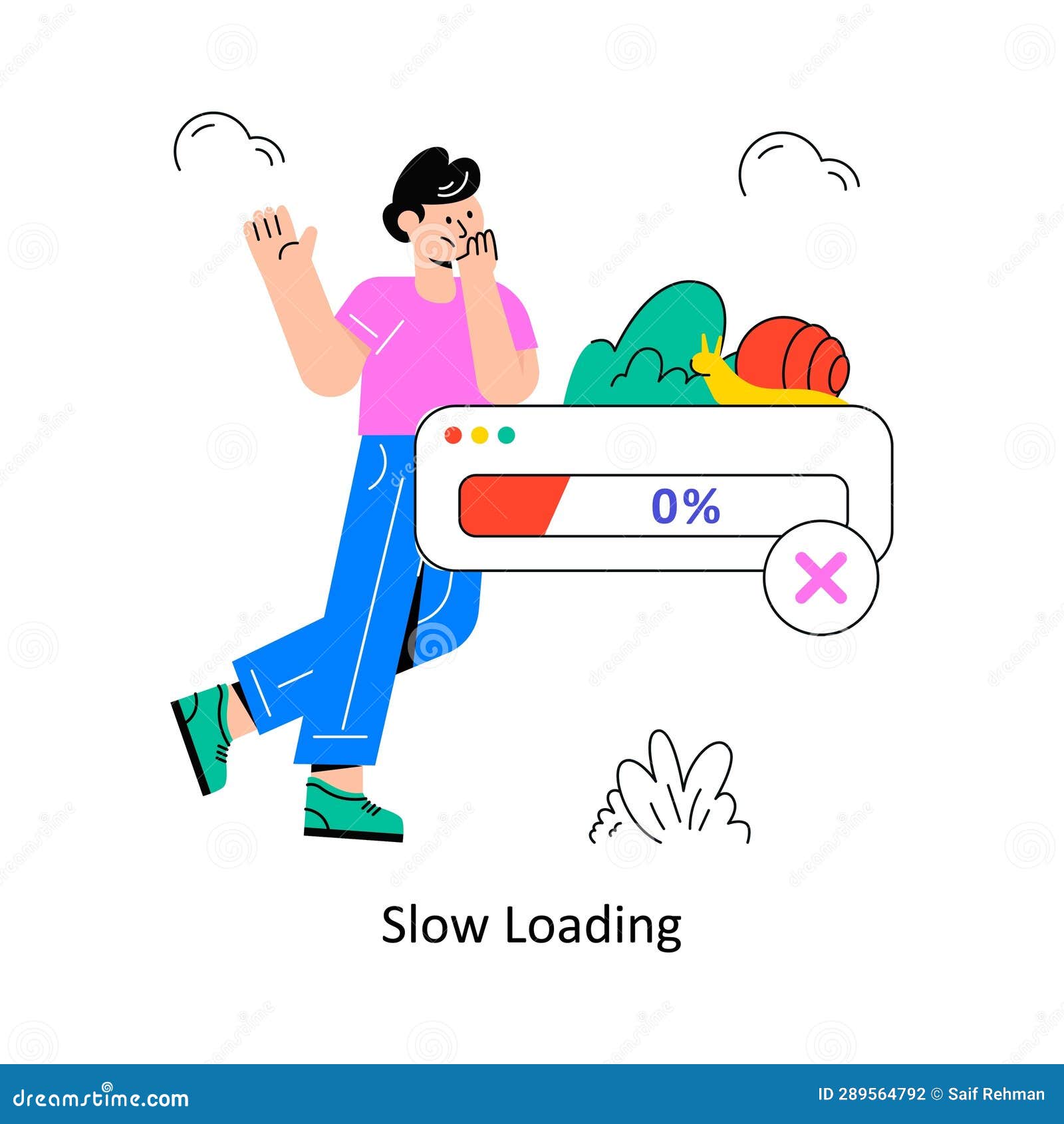 Slow Loading Connection Flat Style Design Vector Illustration. Stock ...
