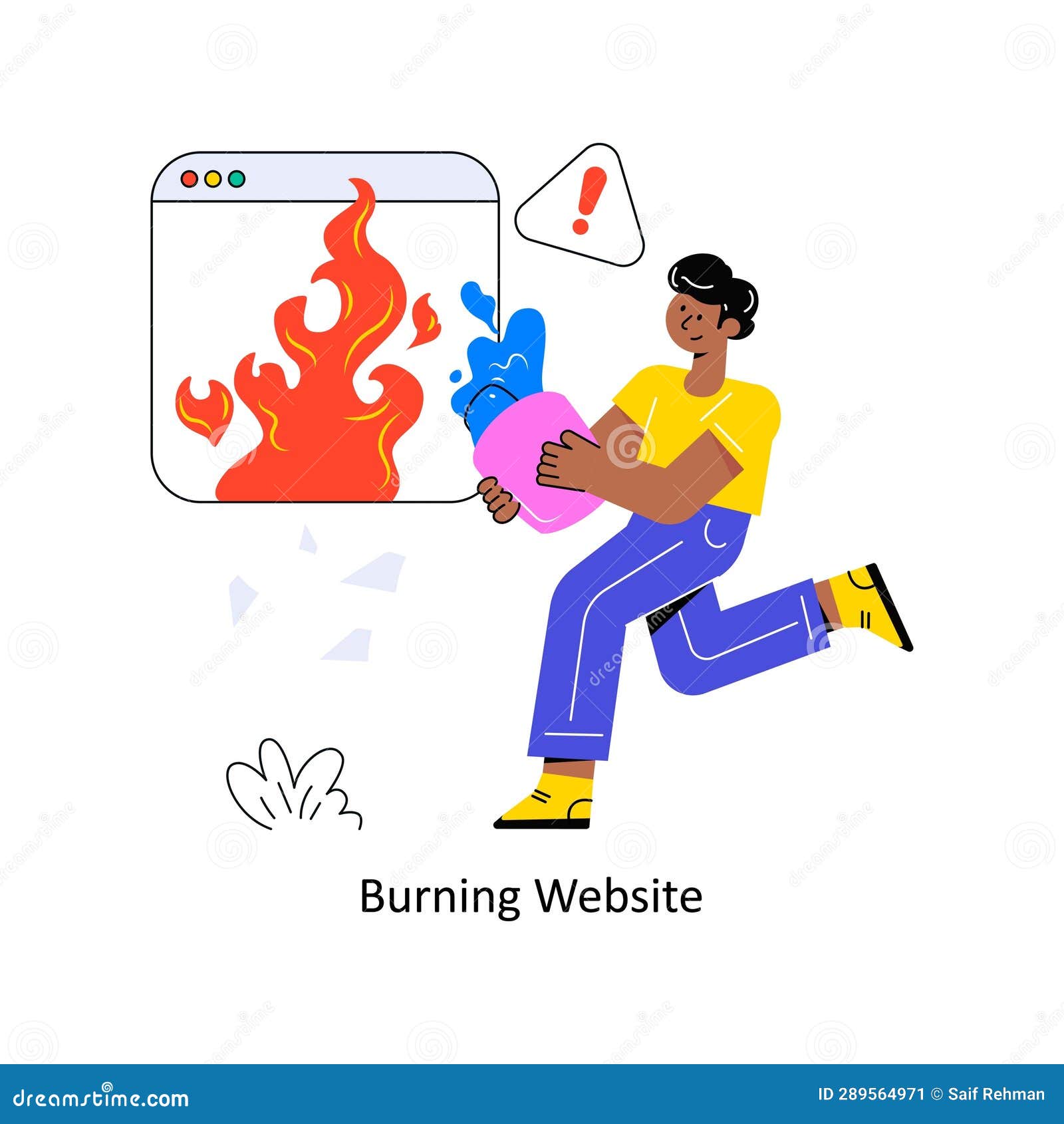 Burning Website Connection Flat Style Design Vector Illustration. Stock ...