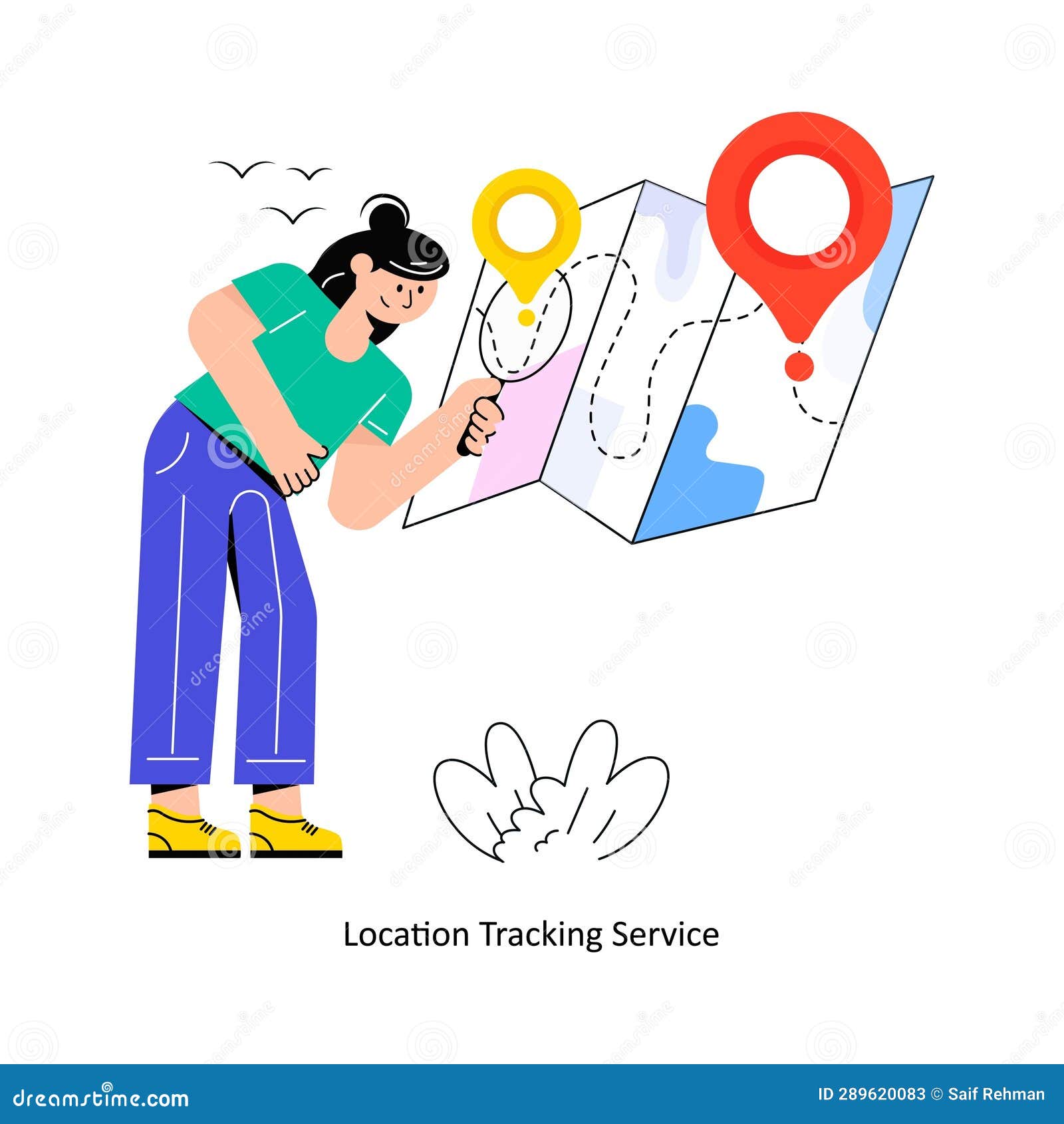 Location Tracking Service Flat Style Design Vector Illustration. Stock ...
