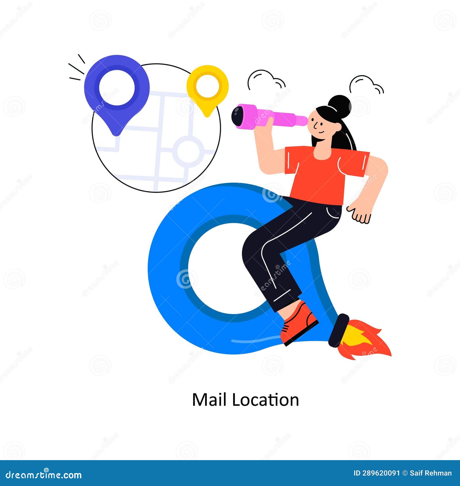 Mail Location Flat Style Design Vector Illustration. Stock Illustration ...