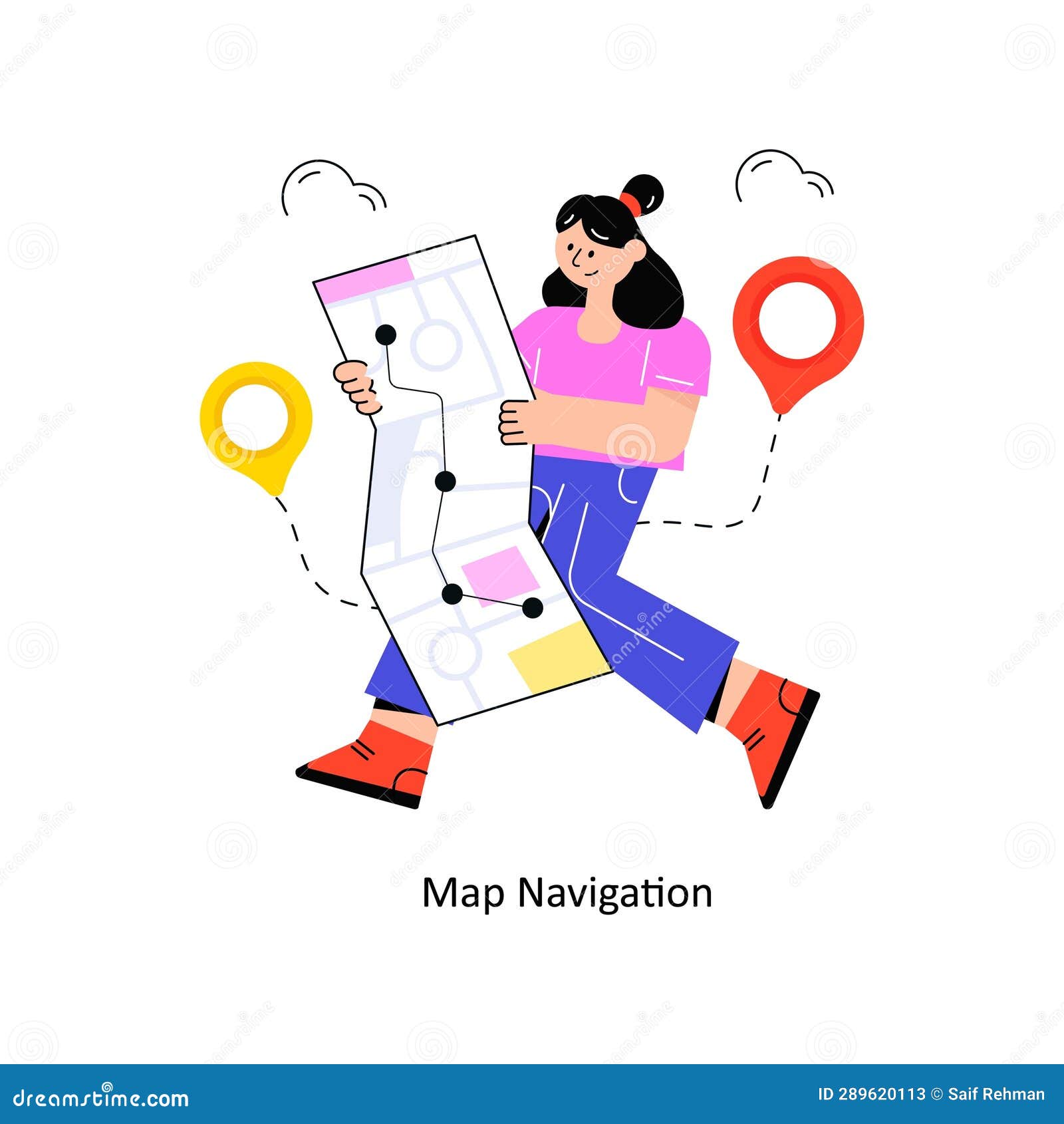 Map Navigation Flat Style Design Vector Illustration. Stock ...