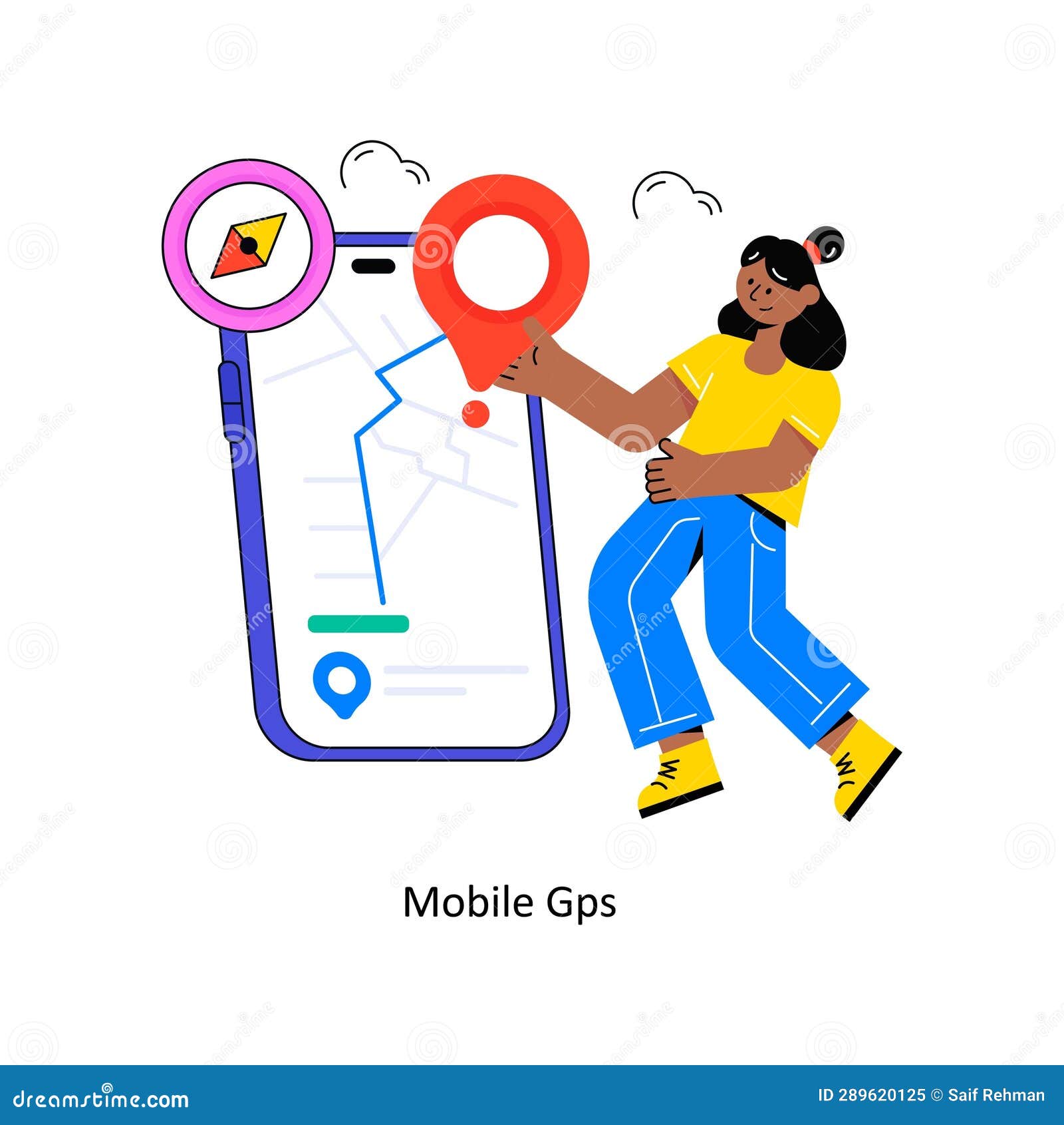 Mobile Gps Flat Style Design Vector Illustration. Stock Illustration ...
