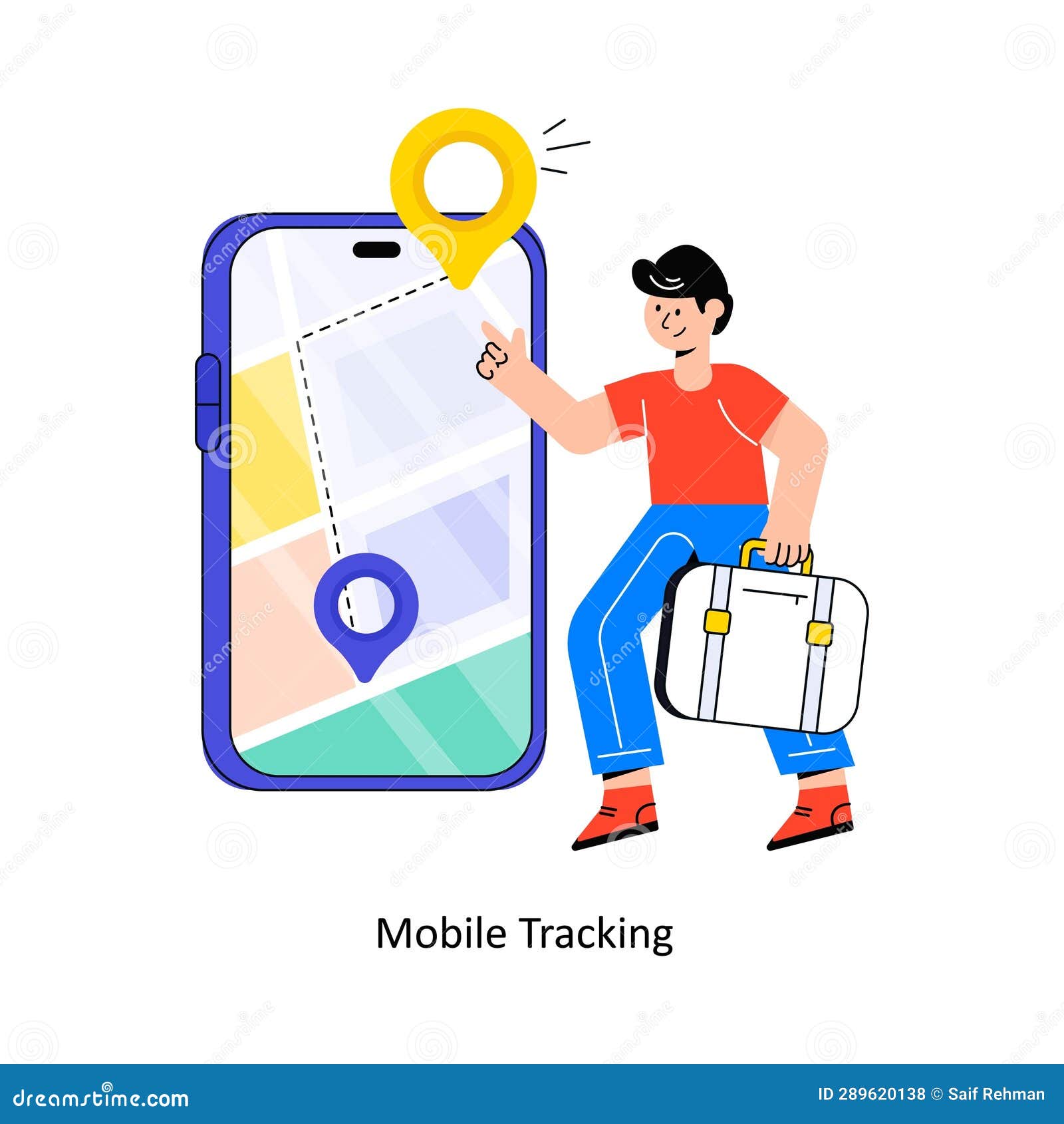 Mobile Tracking Flat Style Design Vector Illustration. Stock ...