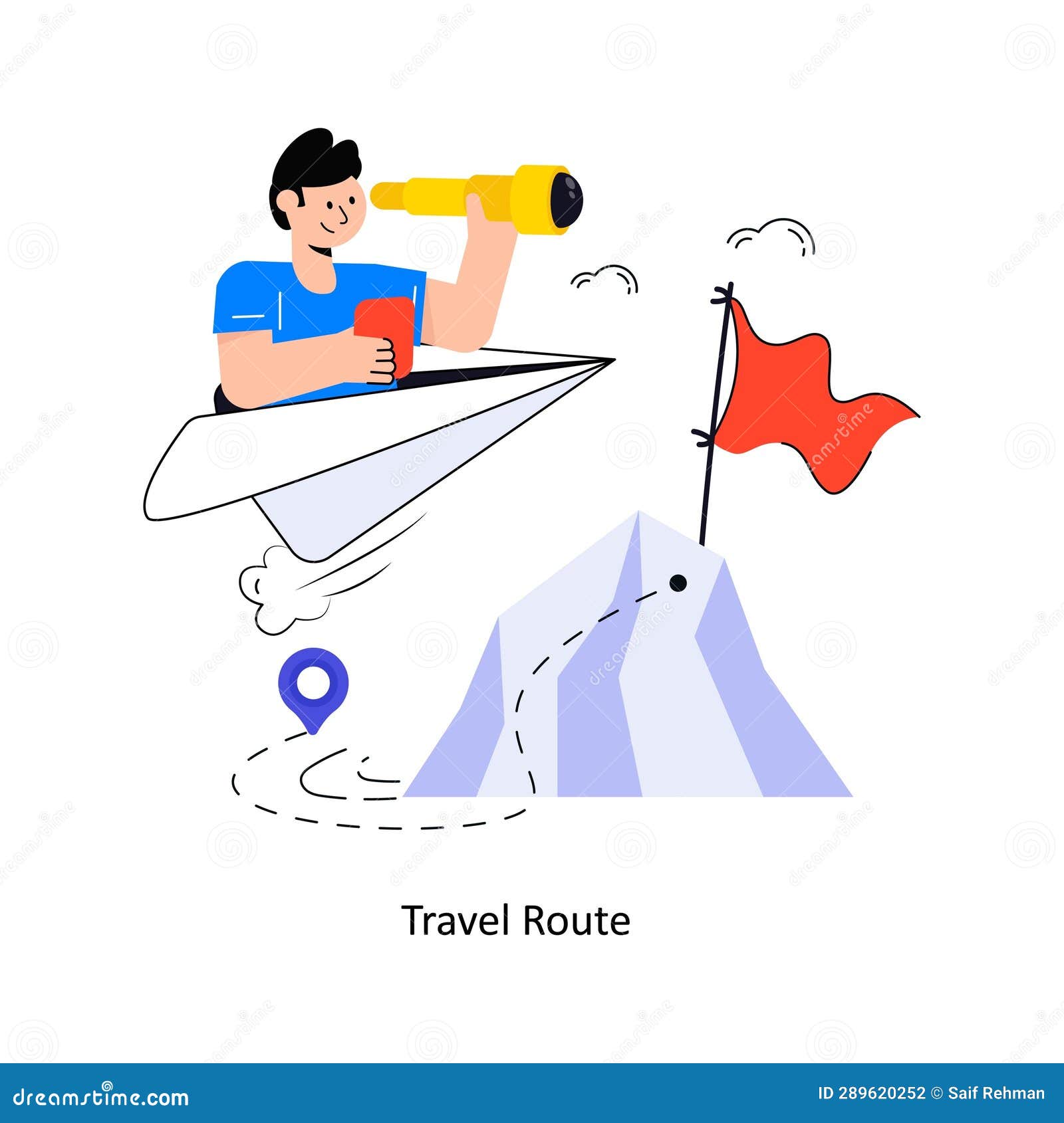 Travel Route Flat Style Design Vector Illustration. Stock Illustration ...