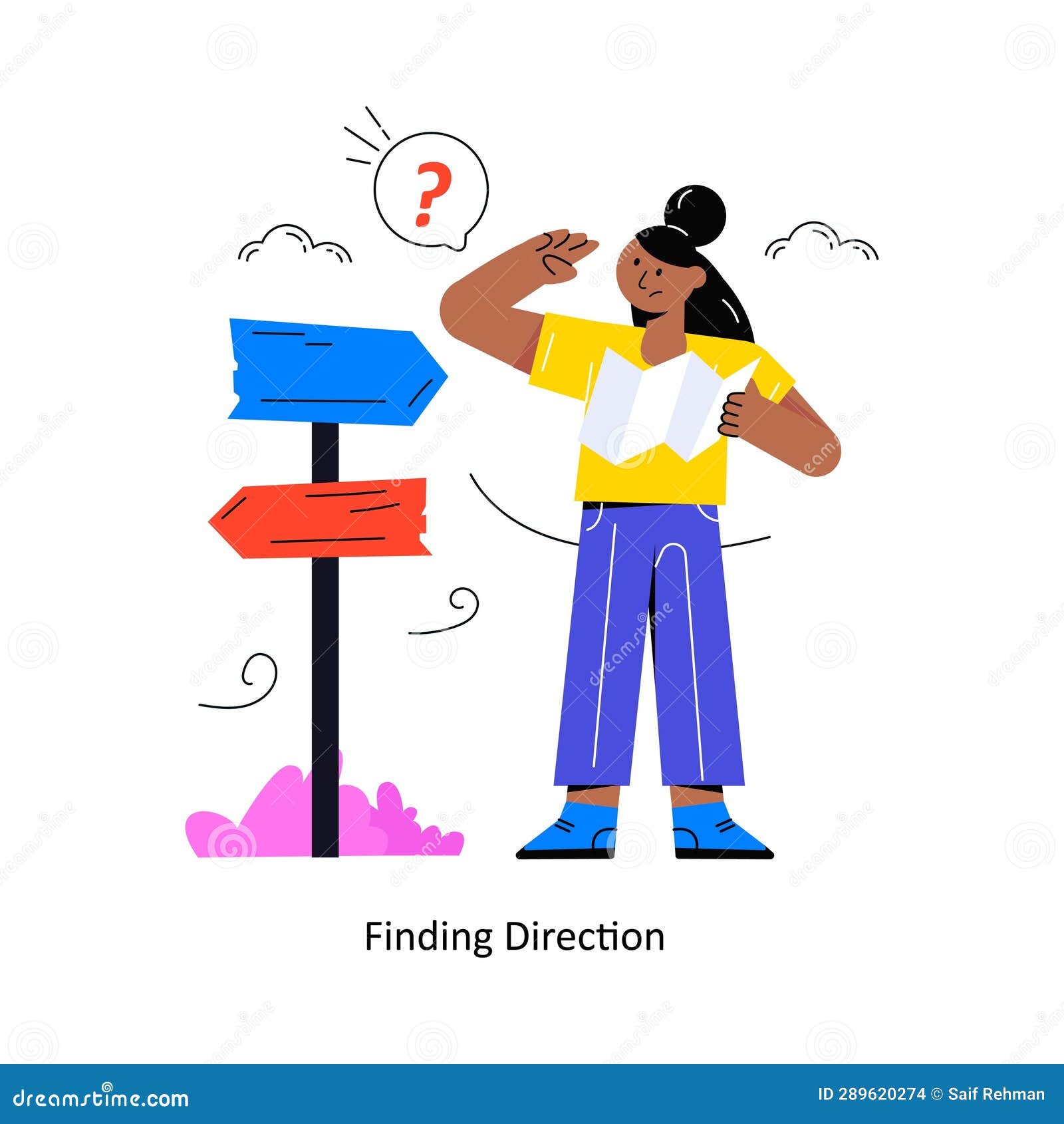Finding Direction Flat Style Design Vector Illustration. Stock Illustration Stock Illustration ...