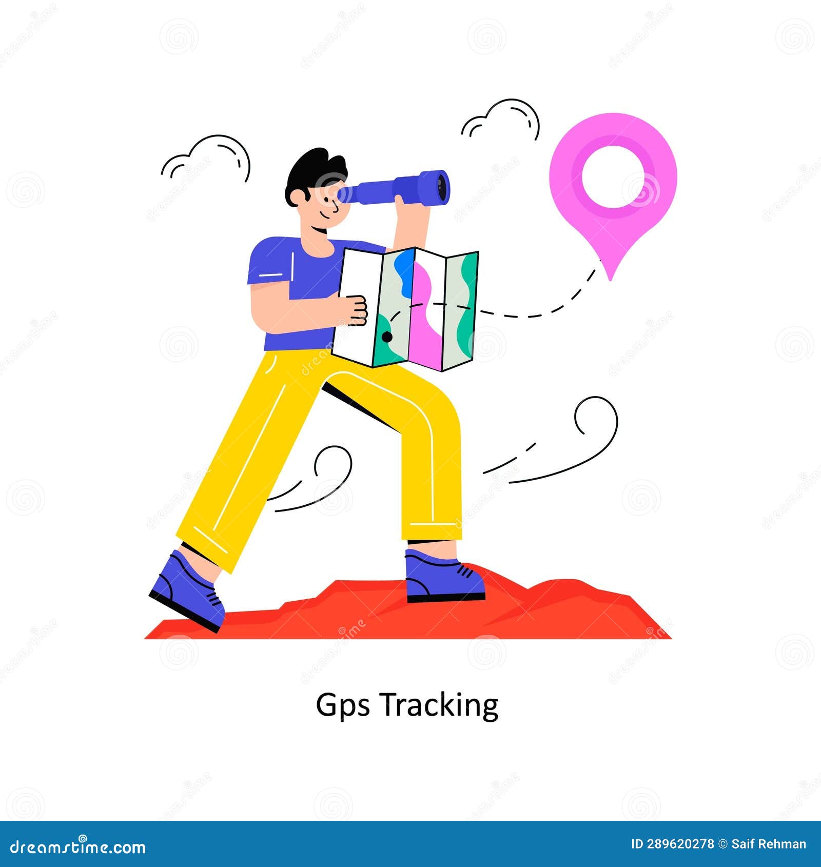 Gps Tracking Flat Style Design Vector Illustration. Stock Illustration ...
