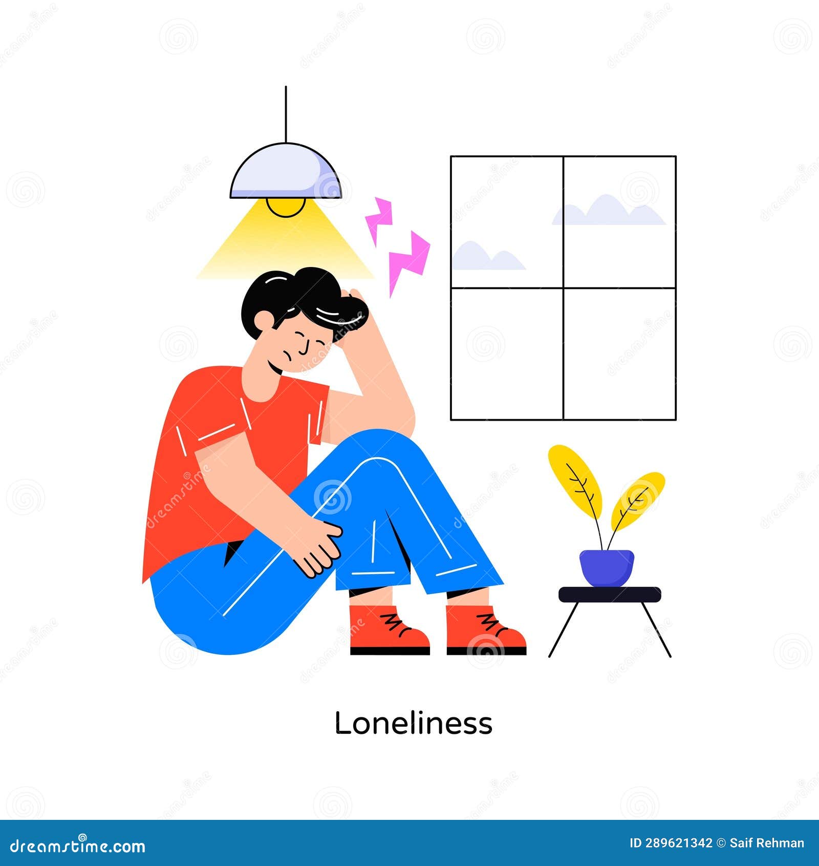 Loneliness Flat Style Design Vector Illustration. Stock Illustration ...