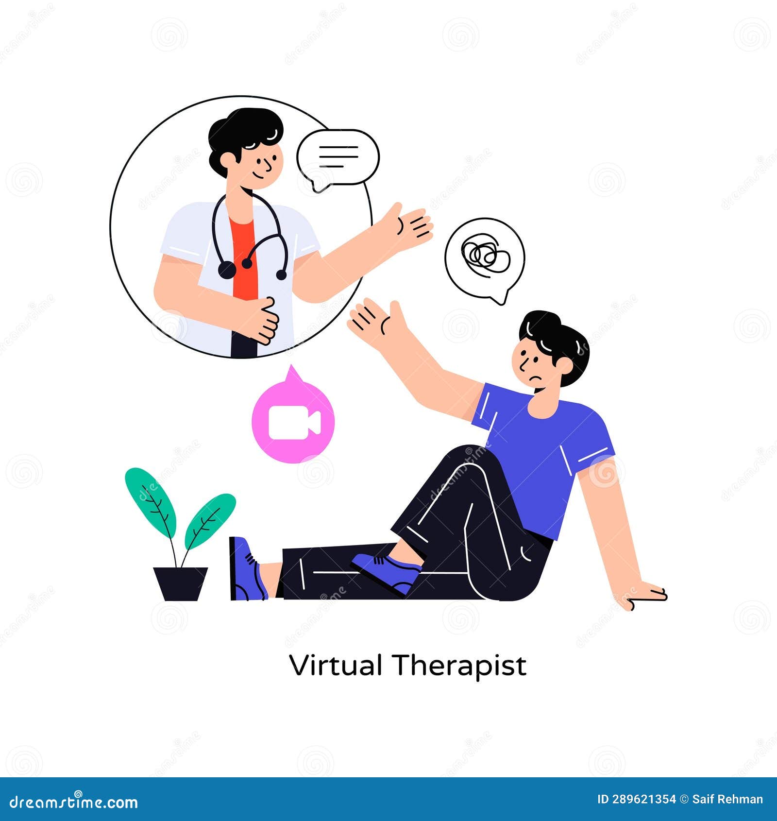 Virtual Therapist Flat Style Design Vector Illustration. Stock ...