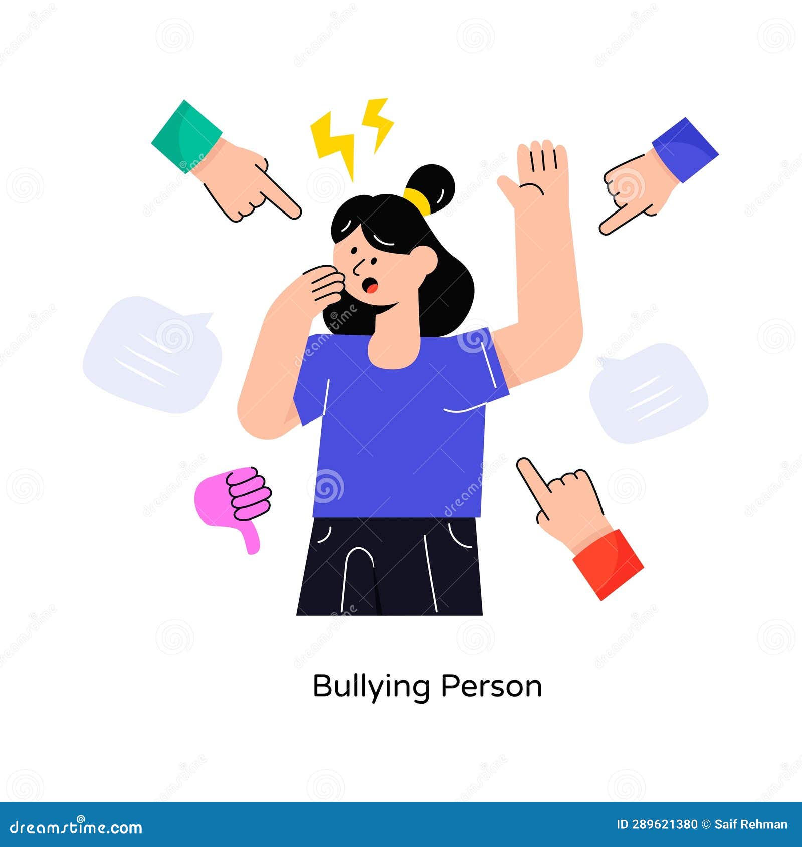 Bullying Person Flat Style Design Vector Illustration. Stock ...