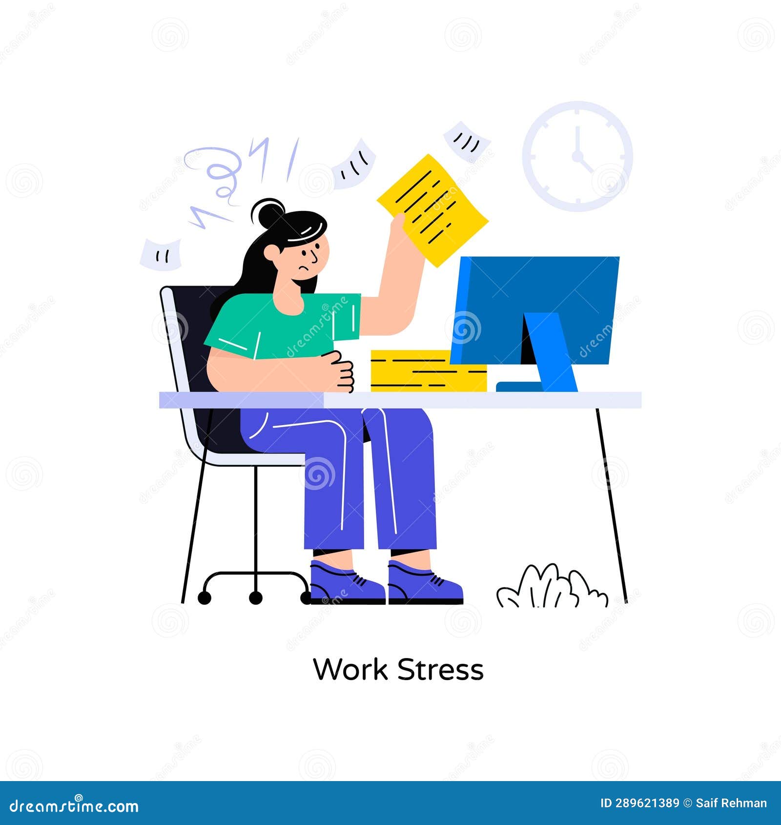 Work Stress Flat Style Design Vector Illustration. Stock Illustration ...