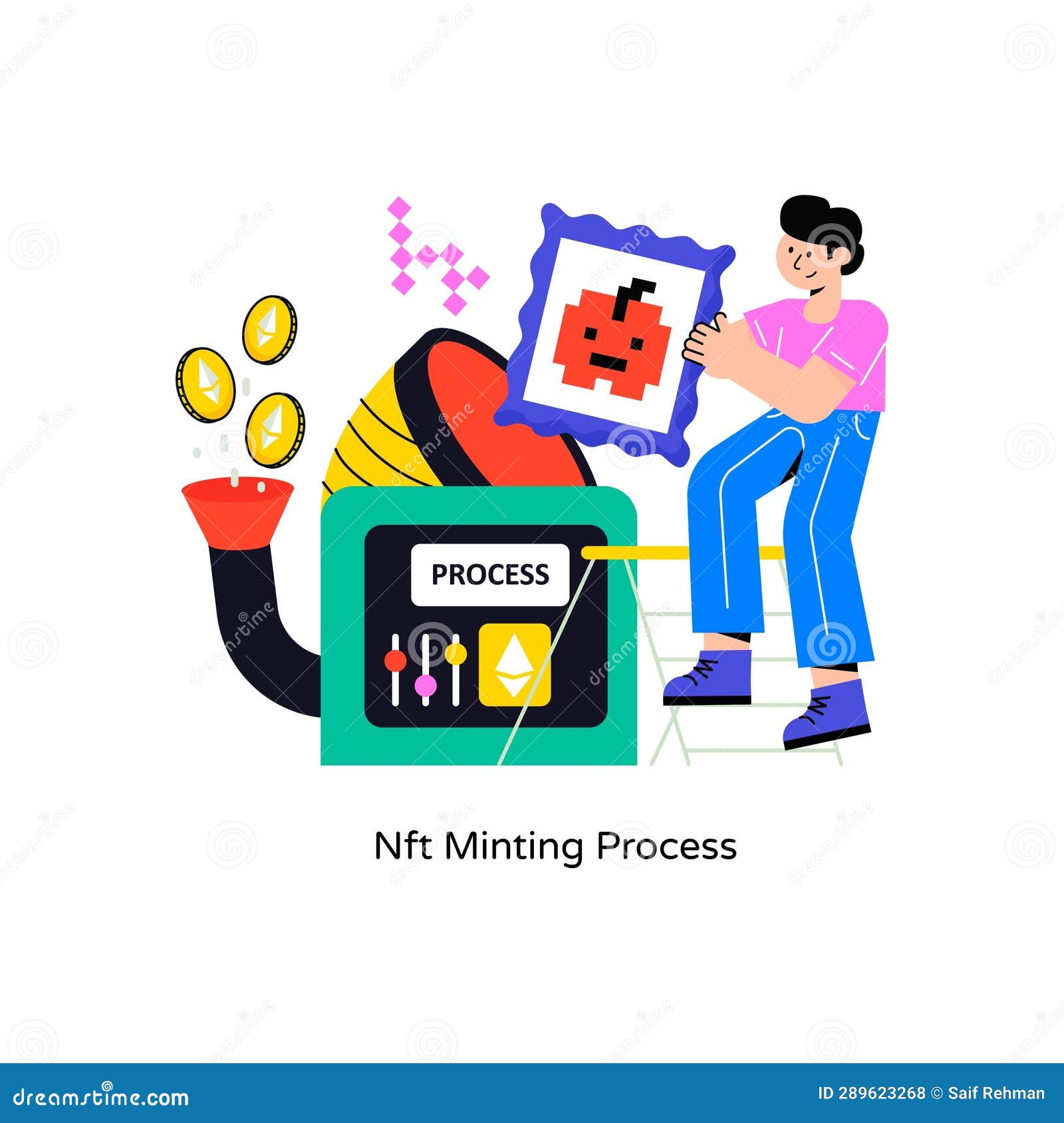 Nft Minting Process Flat Style Design Vector Illustration. Stock ...