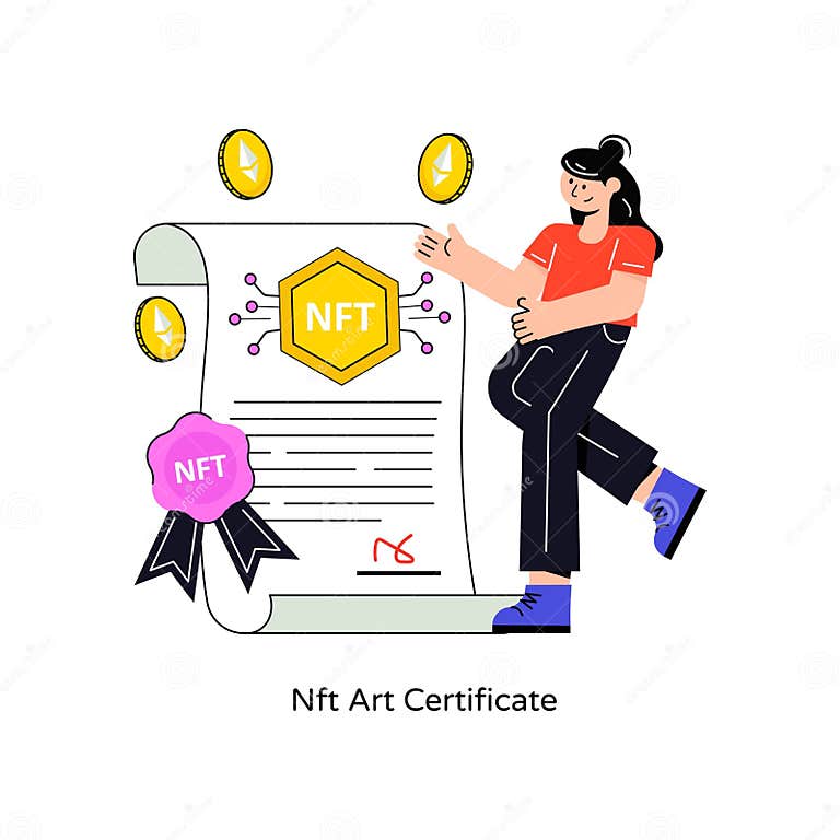 Nft Art Certificate Flat Style Design Vector Illustration. Stock ...