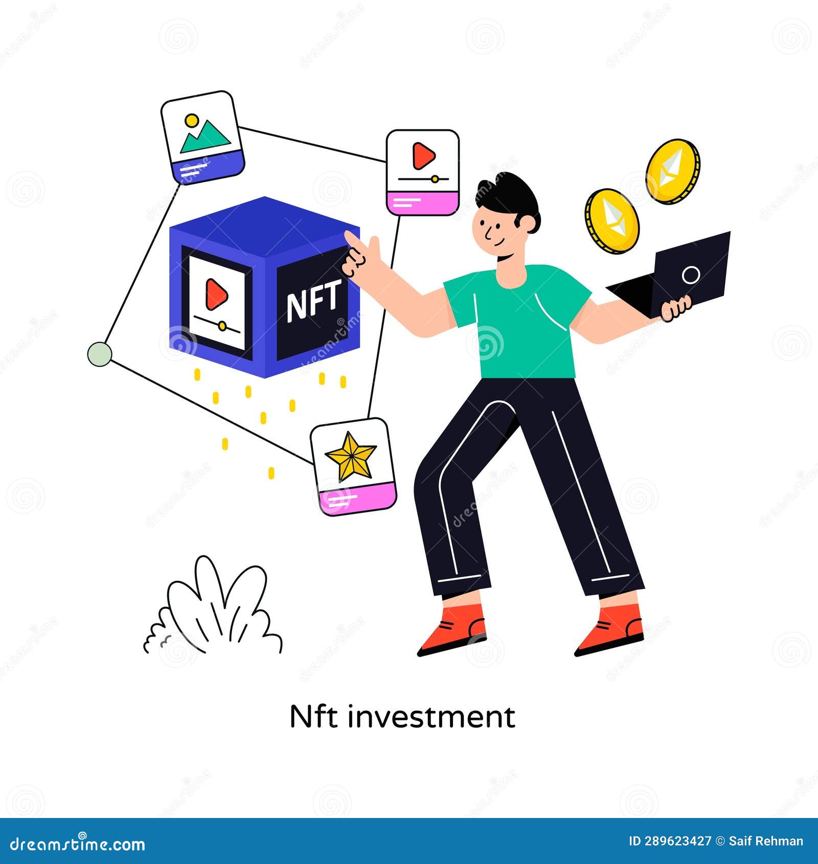 Nft Investment Flat Style Design Vector Illustration. Stock ...
