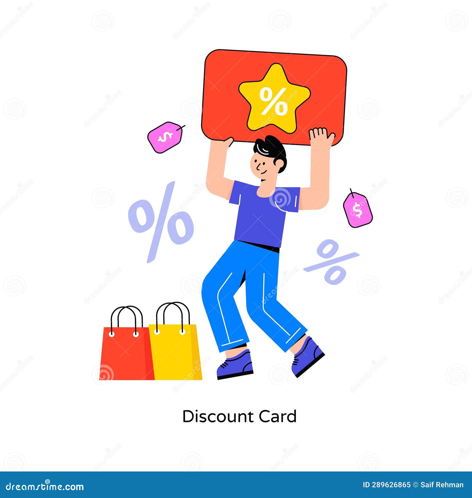 Discount Card Flat Style Design Vector Illustration. Stock Illustration ...