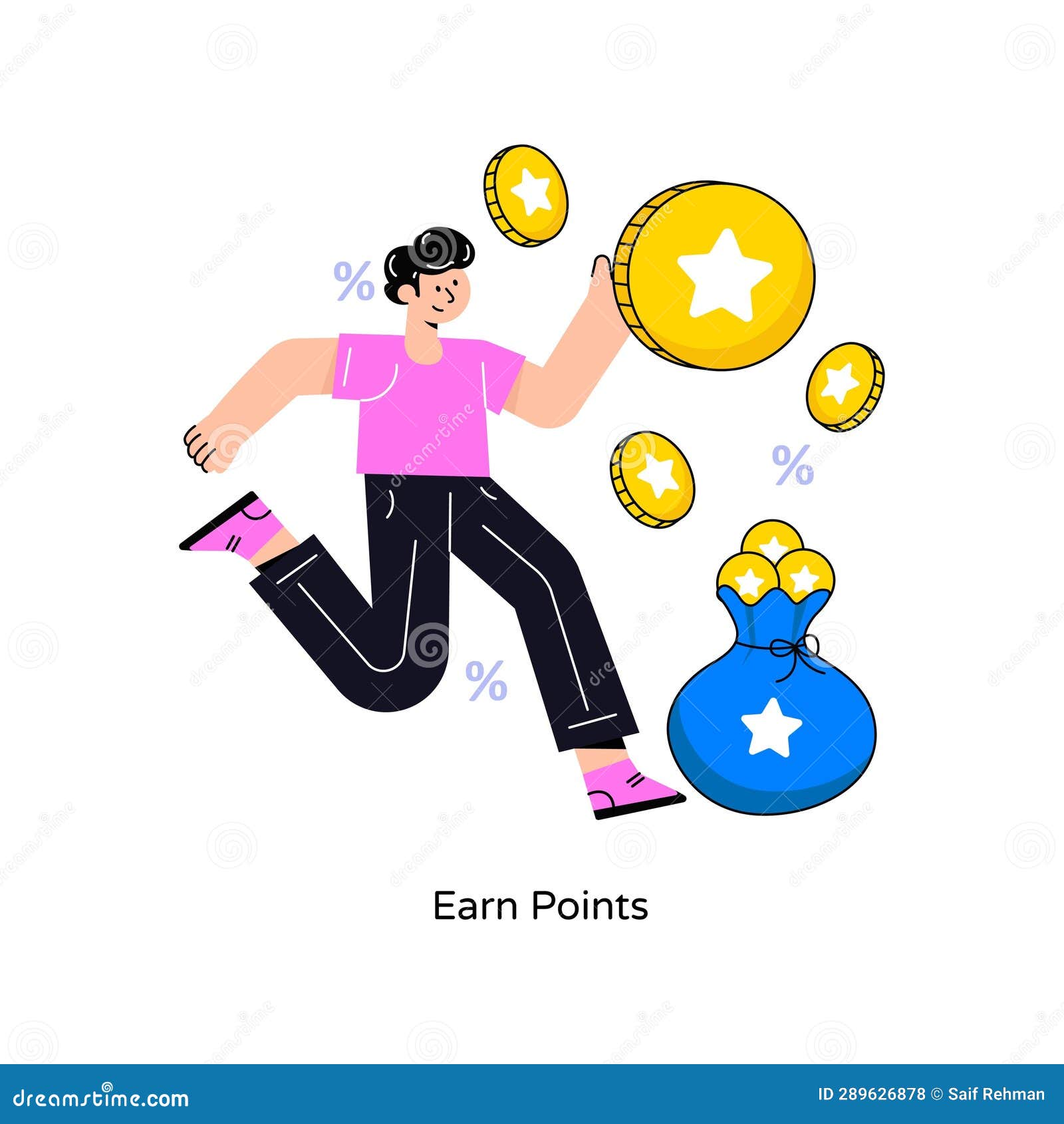 Earn Points Flat Style Design Vector Illustration. Stock Illustration ...