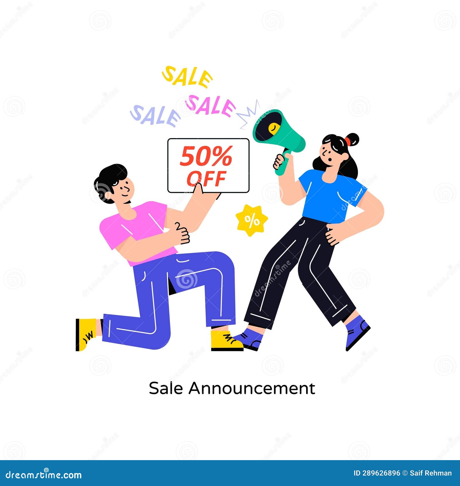 Sale Announcement Flat Style Design Vector Illustration. Stock ...
