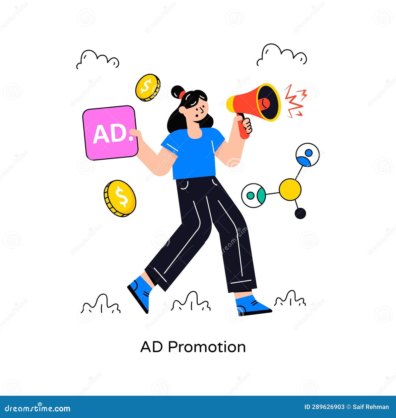 AD Promotion Flat Style Design Vector Illustration. Stock Illustration ...