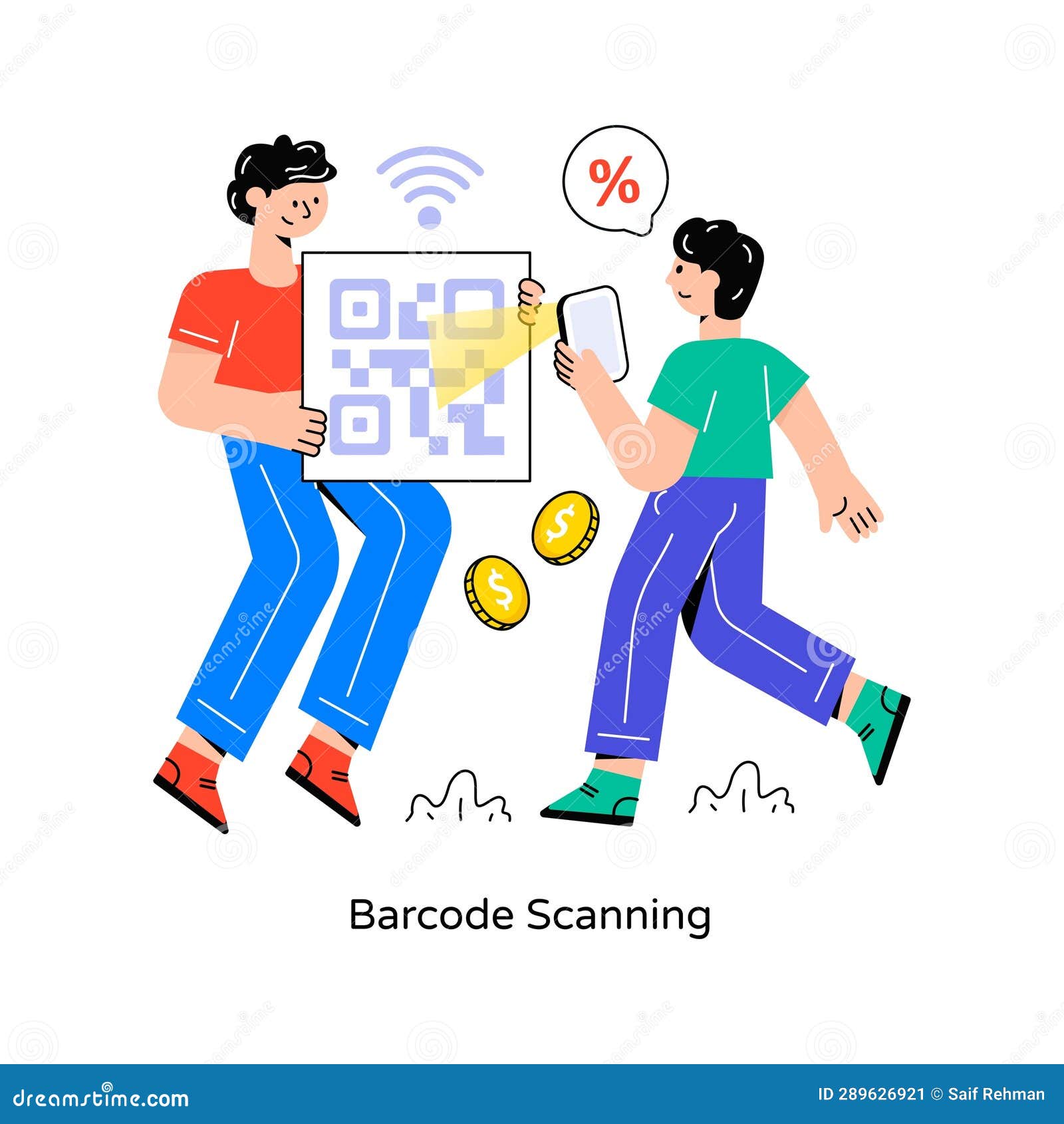 Barcode Scanning Flat Style Design Vector Illustration. Stock Illustration Stock Vector ...