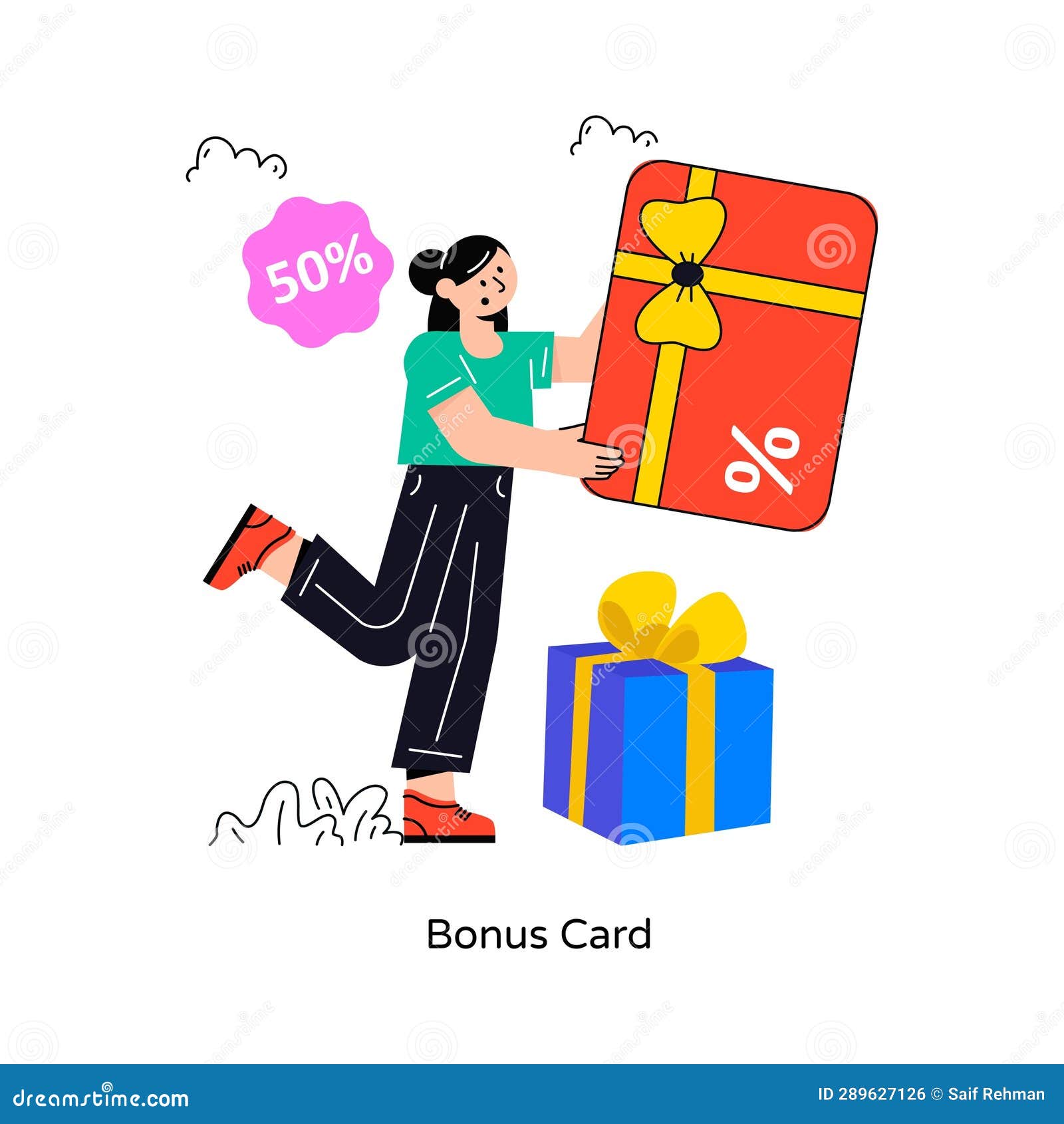Bonus Card Flat Style Design Vector Illustration. Stock Illustration ...