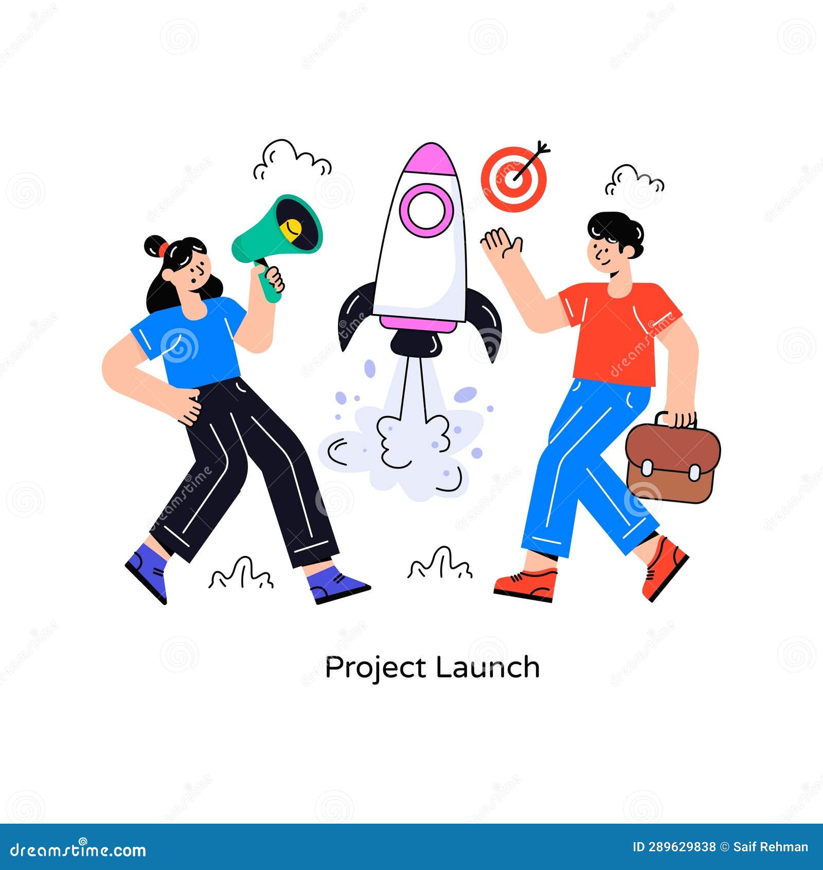 Project Launch Flat Style Design Vector Illustration. Stock ...
