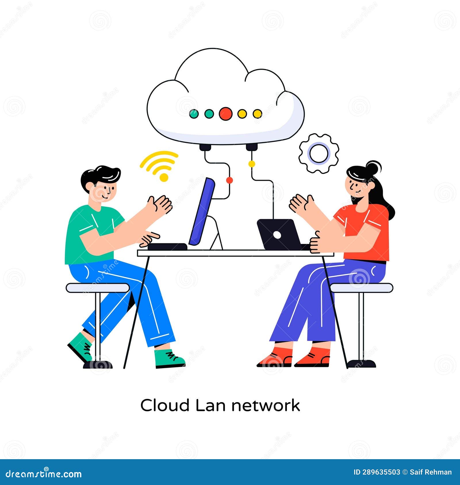 Cloud Lan Network Flat Style Design Vector Illustration. Stock Illustration Stock Illustration ...