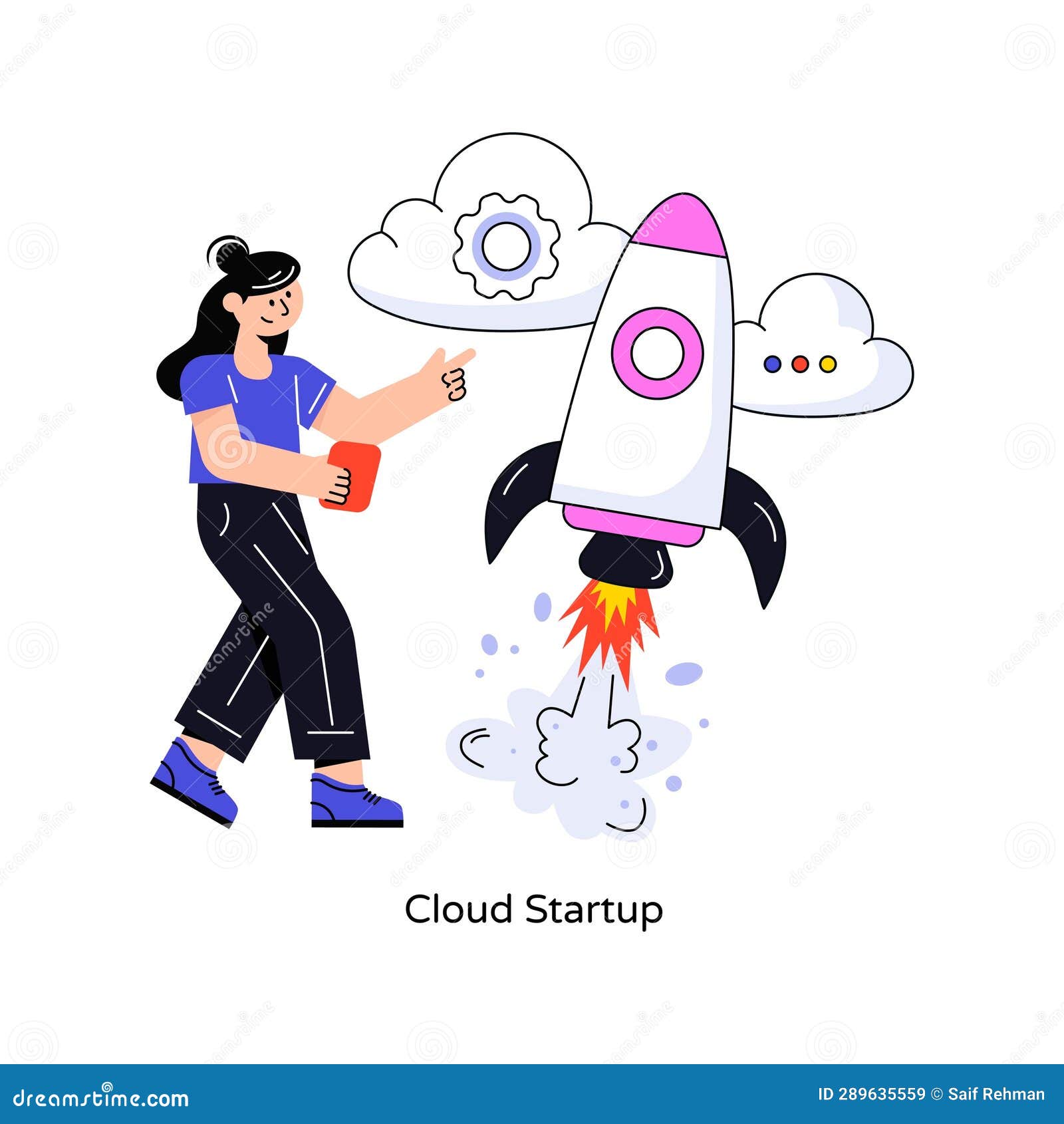 Cloud Startup Flat Style Design Vector Illustration. Stock Illustration ...