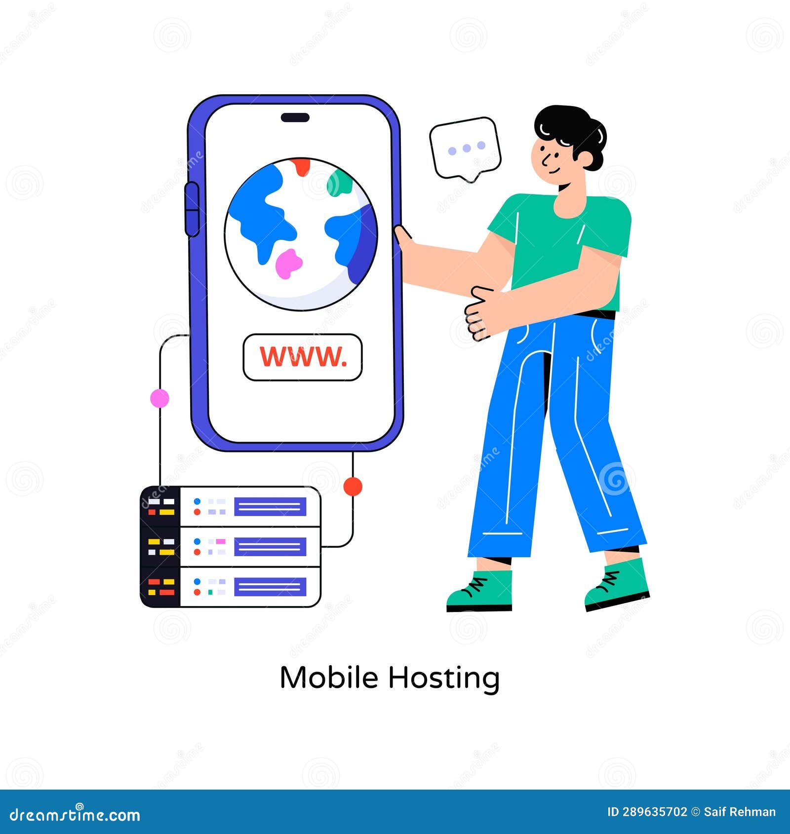 Mobile Hosting Flat Style Design Vector Illustration. Stock ...