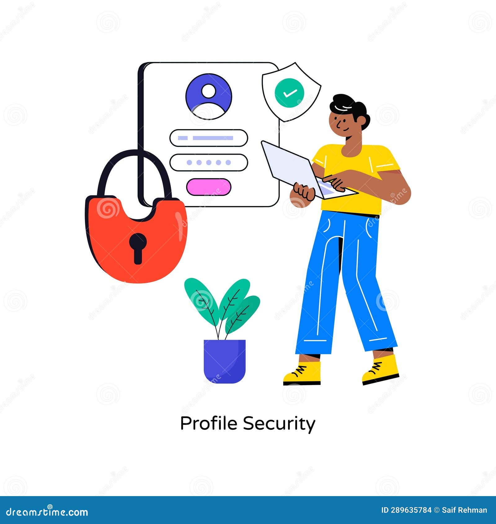 Profile Security Flat Style Design Vector Illustration. Stock ...