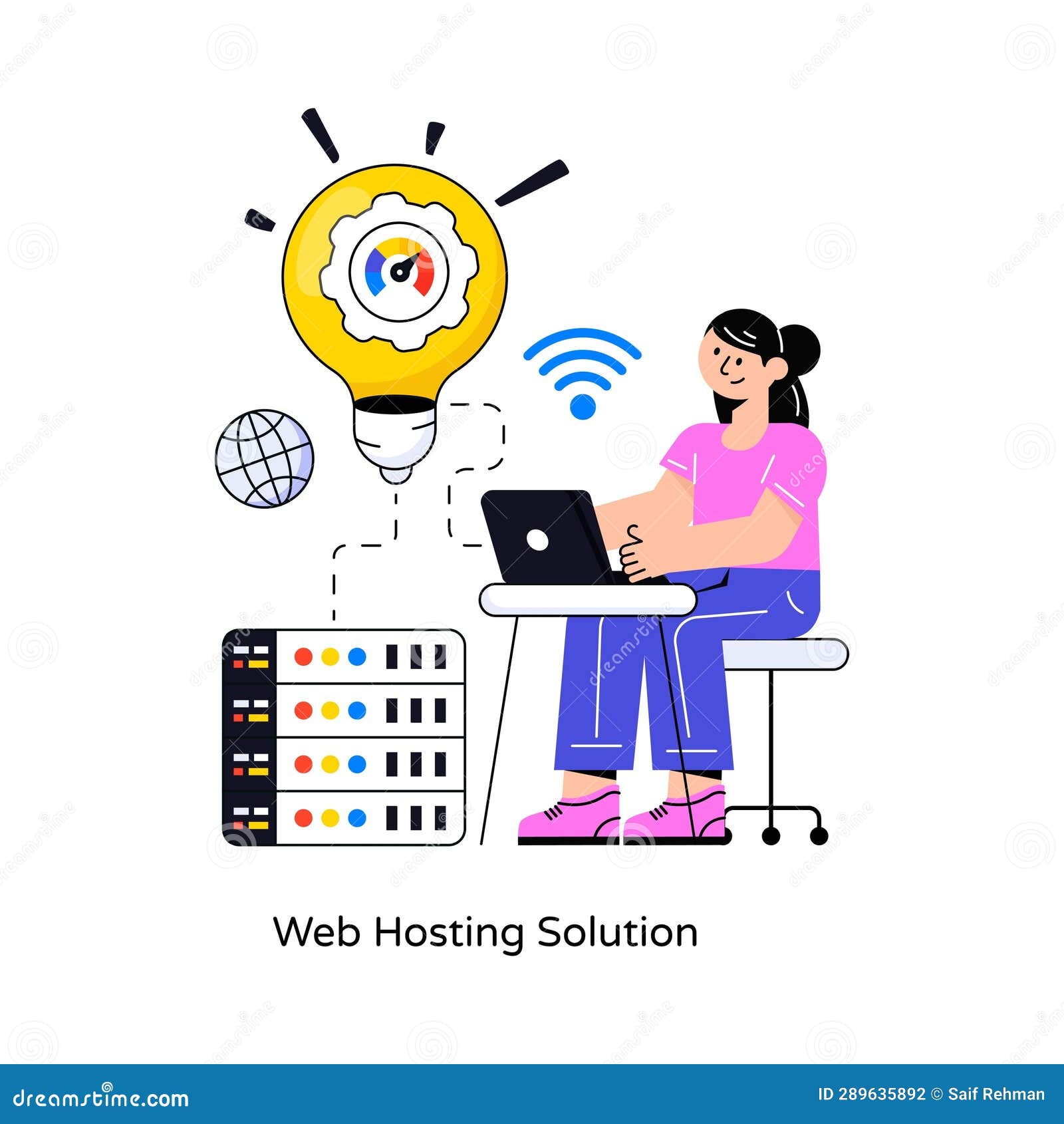 Web Hosting Solution Flat Style Design Vector Illustration. Stock ...