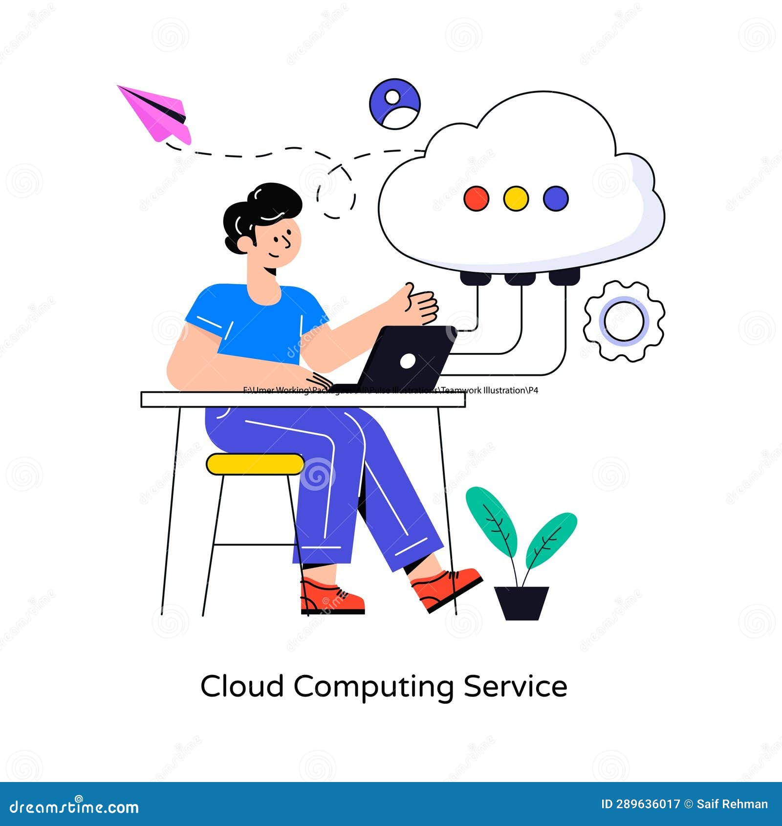 Cloud Computing Service Flat Style Design Vector Illustration. Stock ...