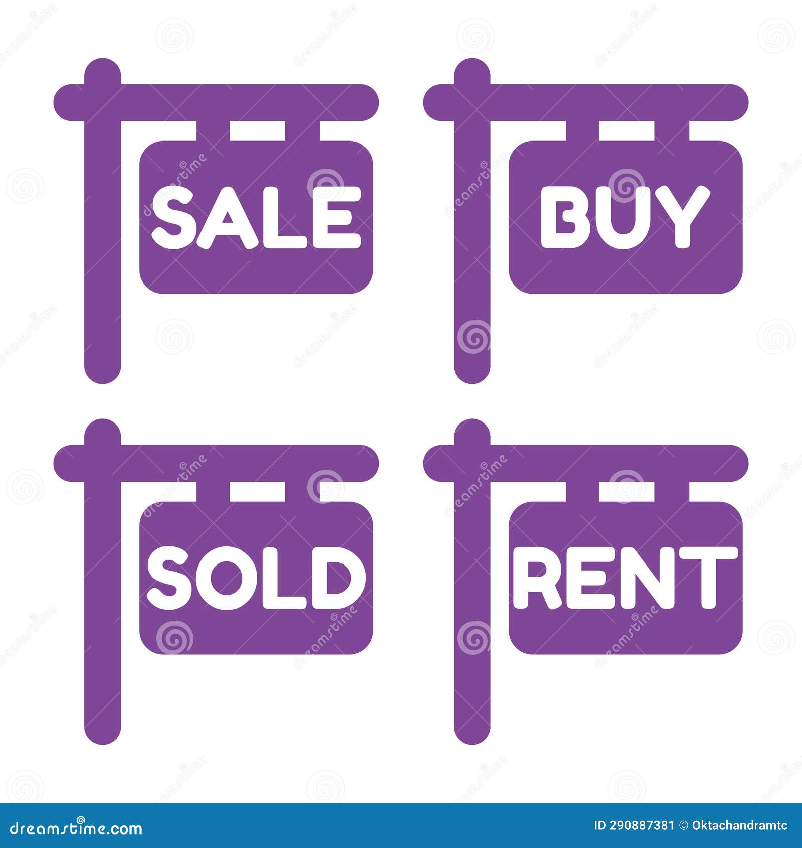 Set of Sale, Buy, Sell, Rent Signs on White Background. Flat Style ...