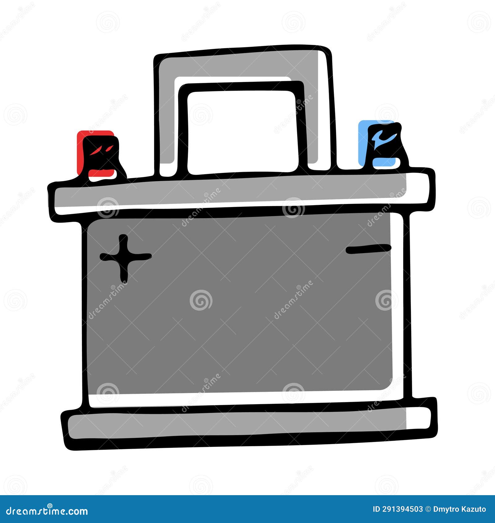 Car Battery. Drawing in Sketch Style. Vector Icons Isolated on White ...