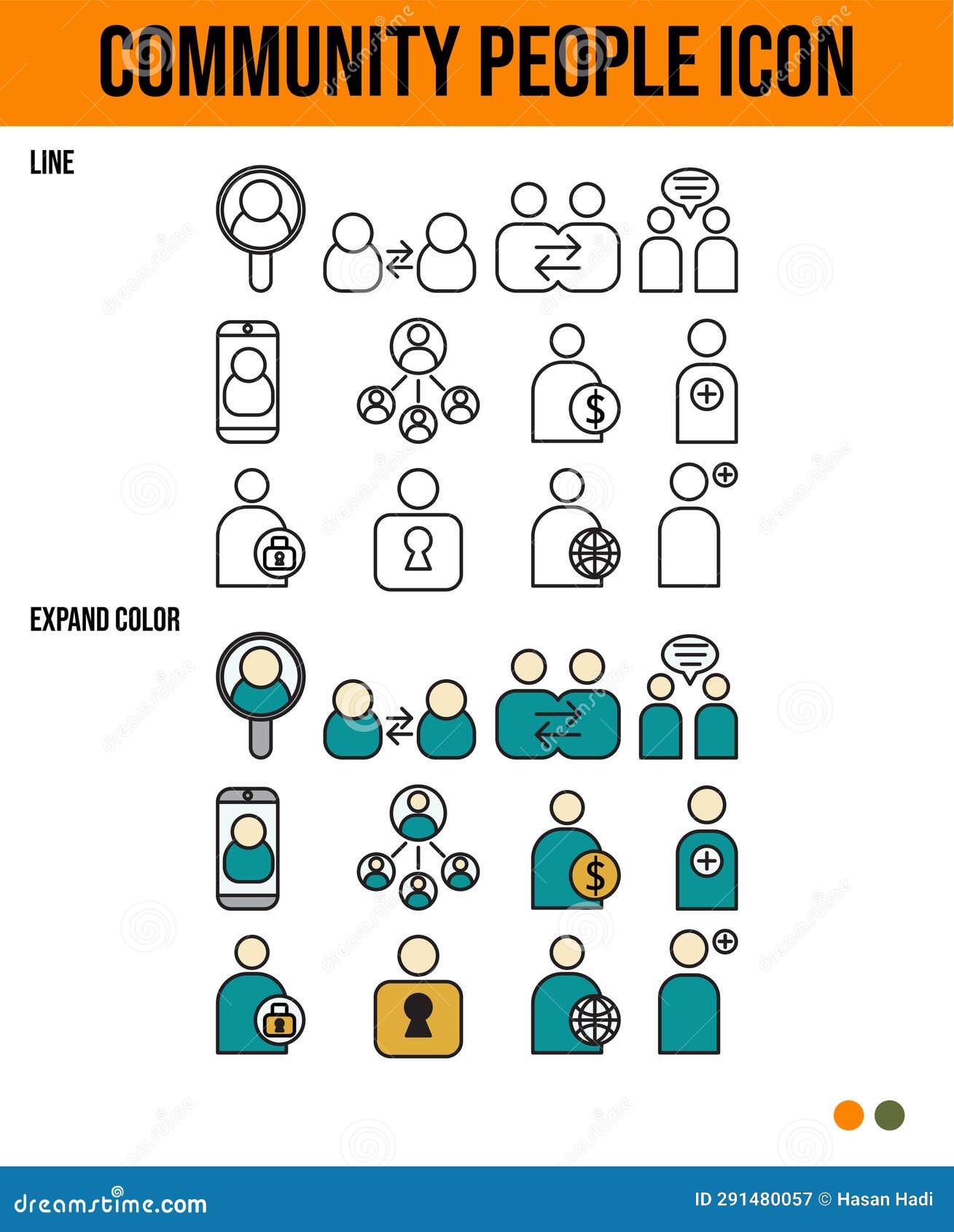 Community People Icon Set Design with Simple Style Stock Vector ...