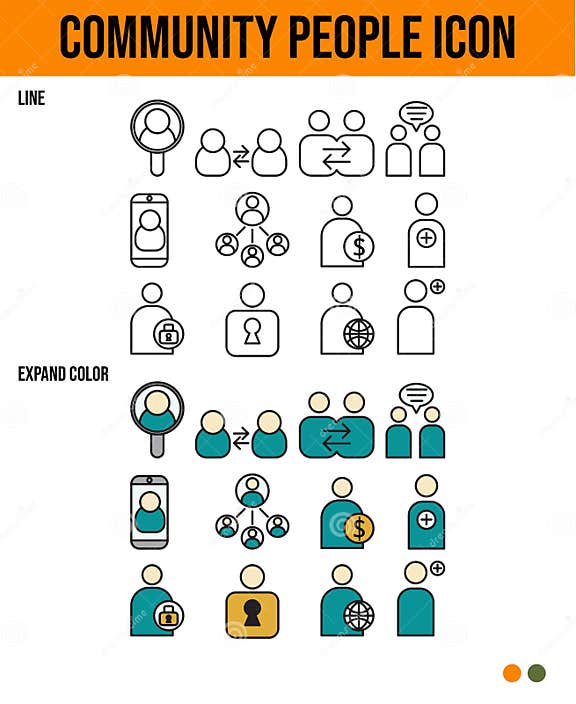 Community People Icon Set Design with Simple Style Stock Vector ...