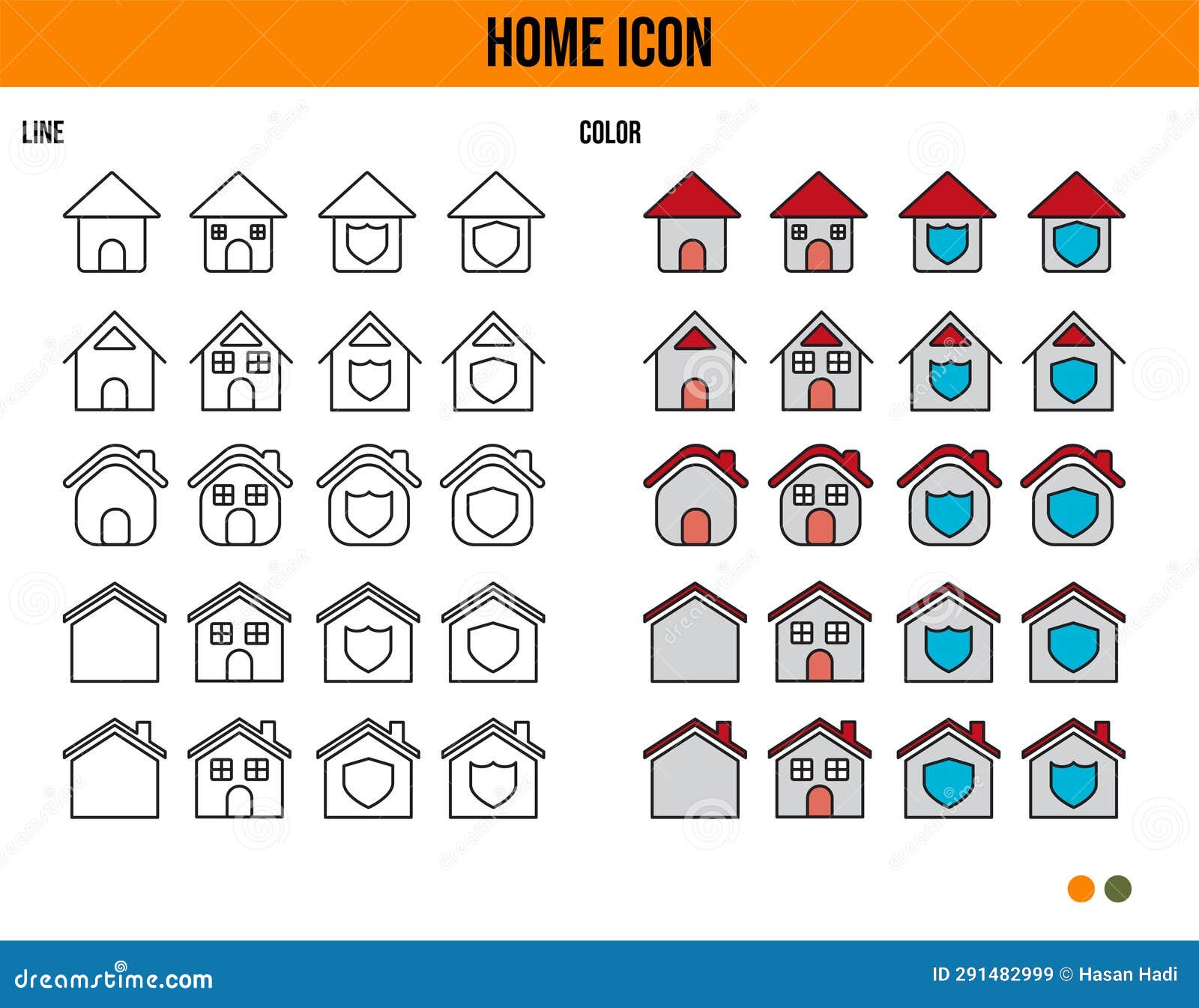 Home Icon Set Design with Simple Style and Modern Stock Vector ...