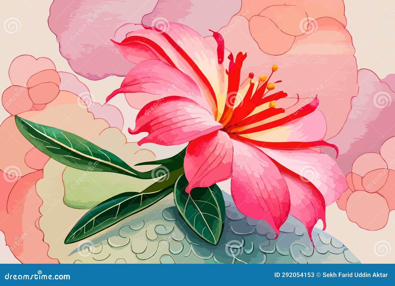 Adenium Flower Watercolor Art & Illustration Make with AI Stock ...