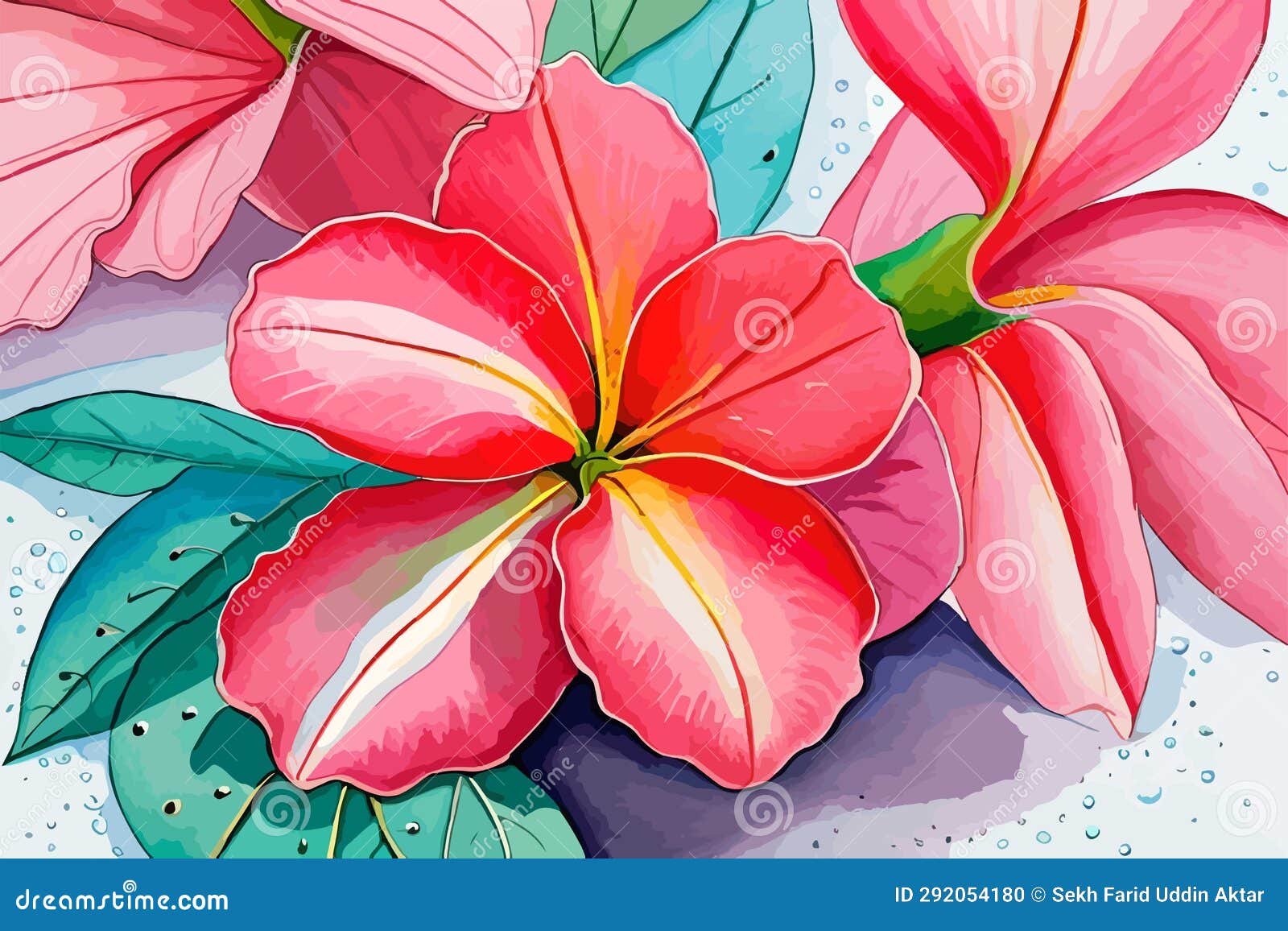 Adenium Flower Watercolor Art & Illustration Make with AI Stock Vector ...
