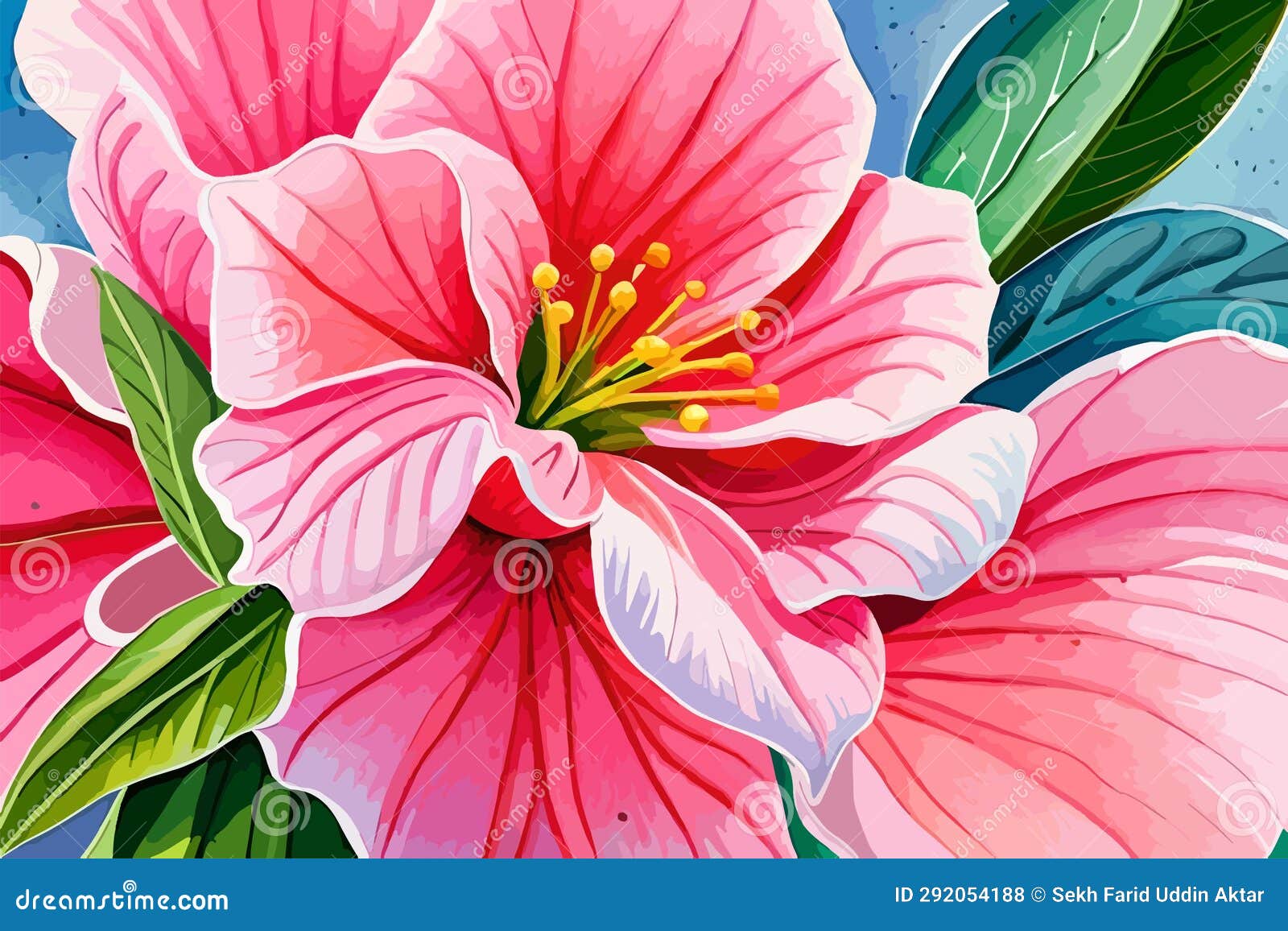 Adenium Flower Watercolor Art & Illustration Make with AI Stock Vector ...