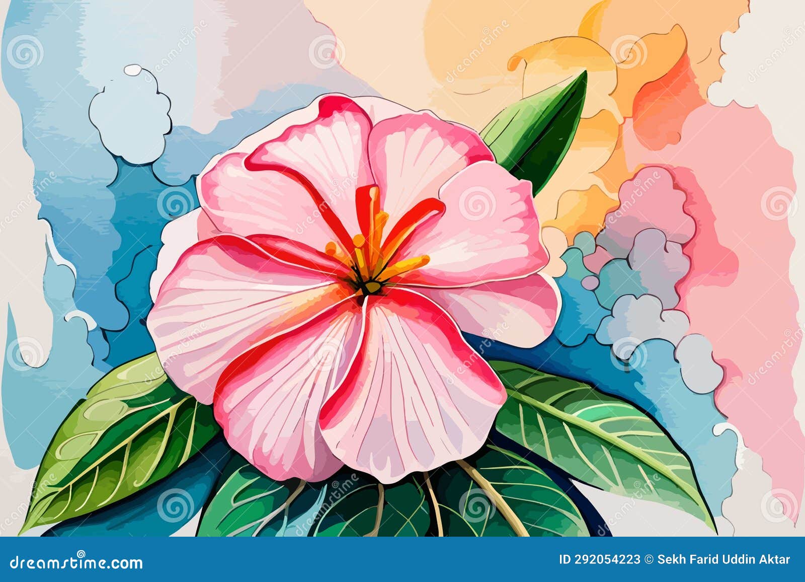 Adenium Flower Watercolor Art & Illustration Make with AI Stock ...