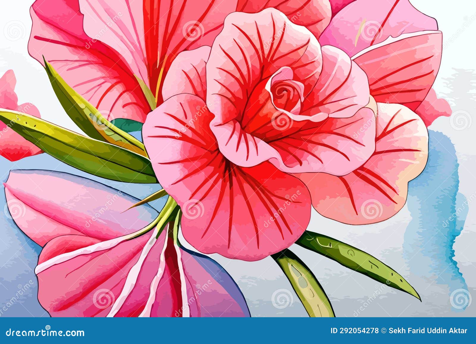 Adenium Flower Watercolor Art & Illustration Make with AI Stock Vector ...